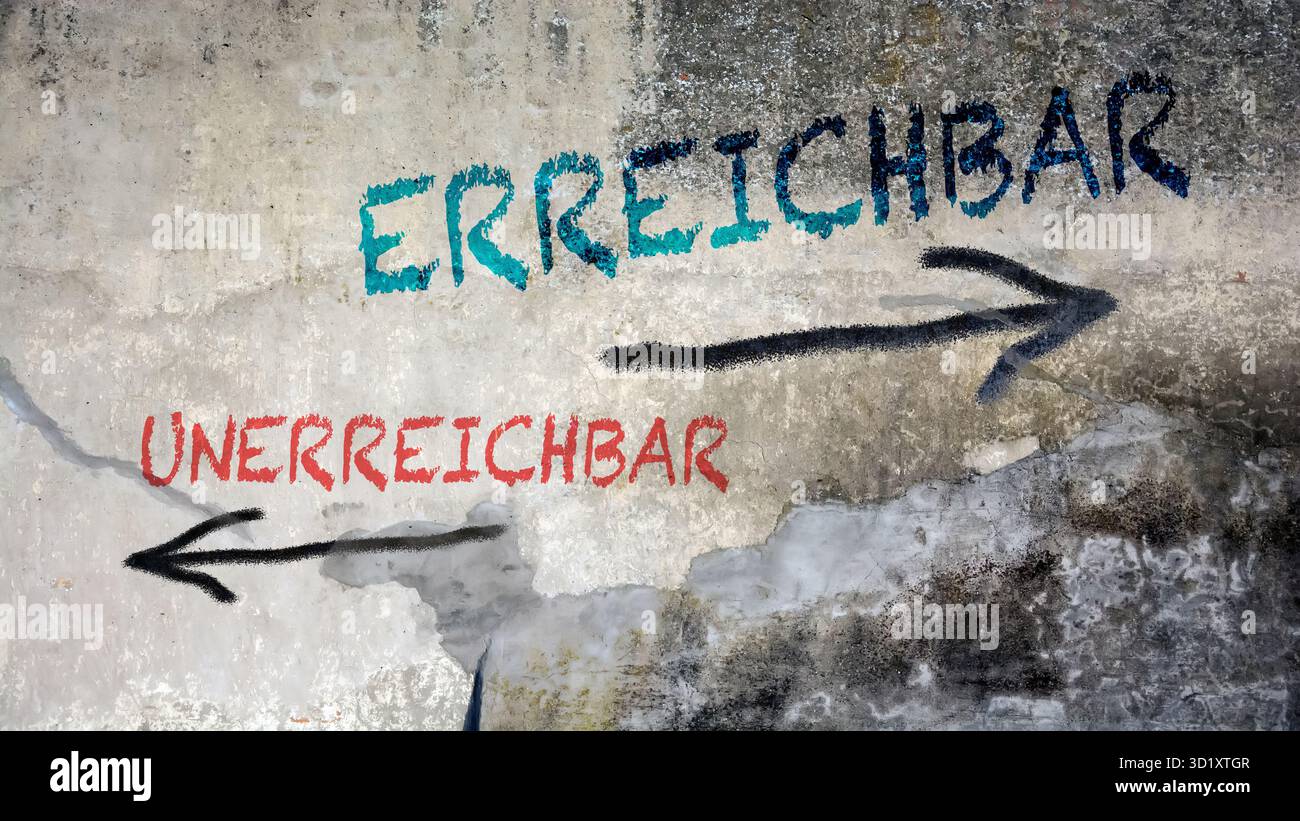 An image with a signpost pointing in two different directions in German ...
