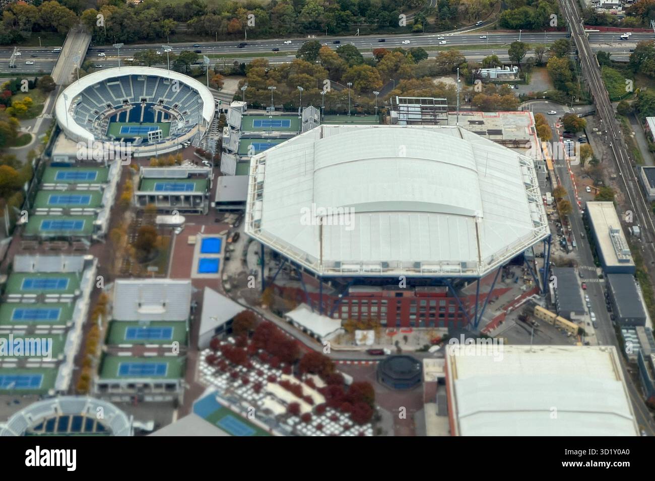 General overall aerial view of Arthur Ashe Stadium, Oct 29, 2025 ...