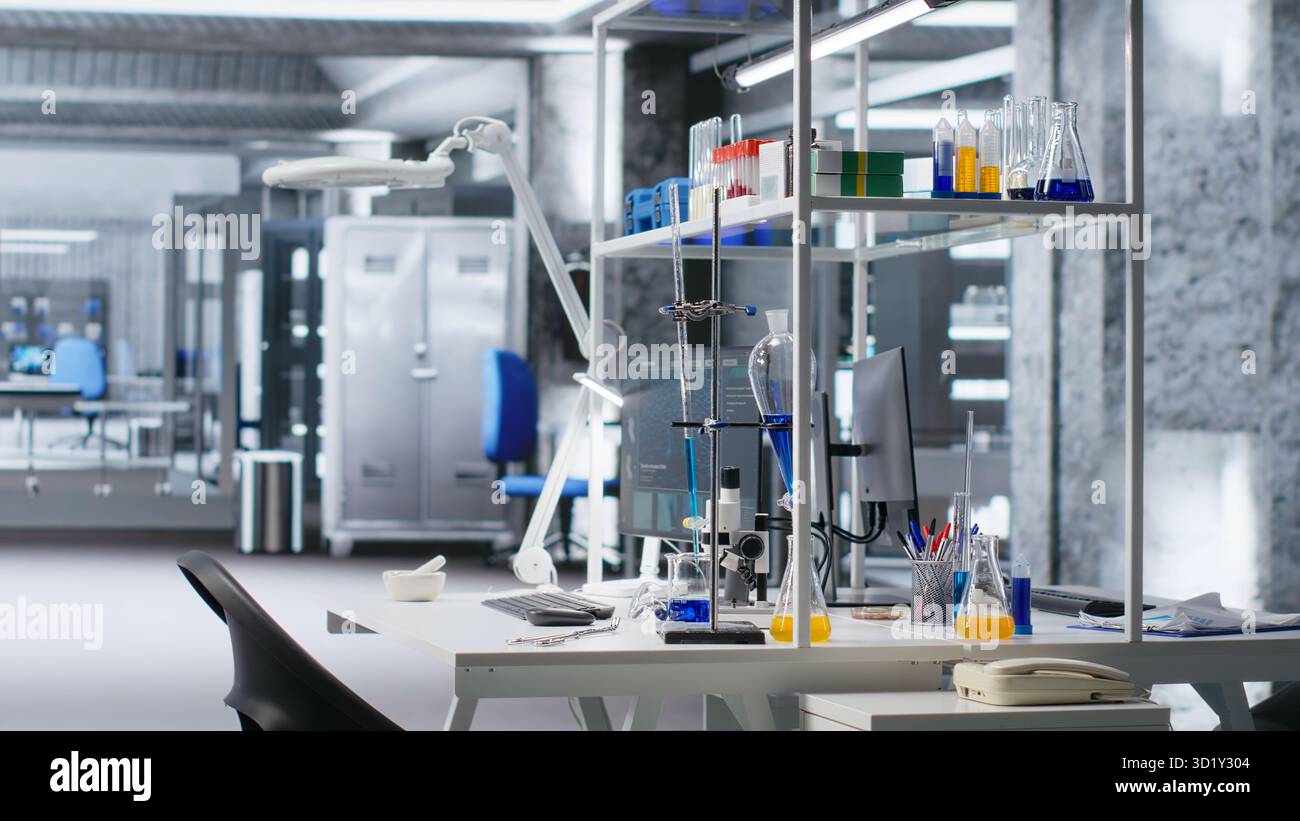 Empty laboratory workspace displays jars hi-res stock photography and ...