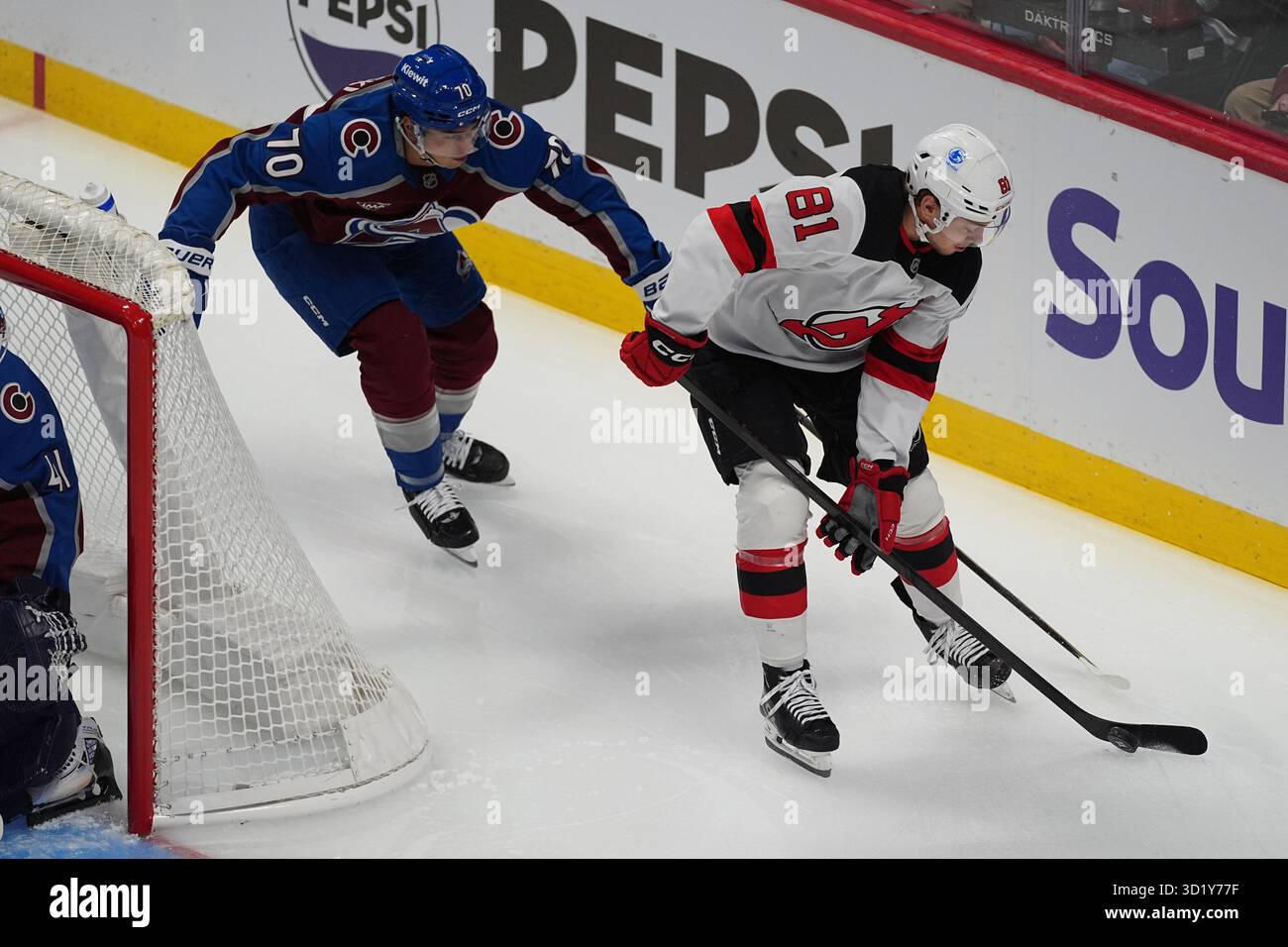 New Jersey Devils right wing Arseny Gritsyuk (81) collects the puck as ...