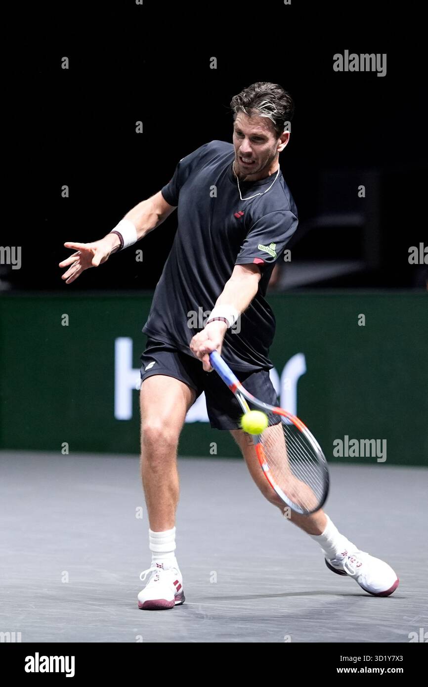 NANTERRE, FRANCE - OCTOBER 28: Cameron NORRIE of Great Britain plays a ...