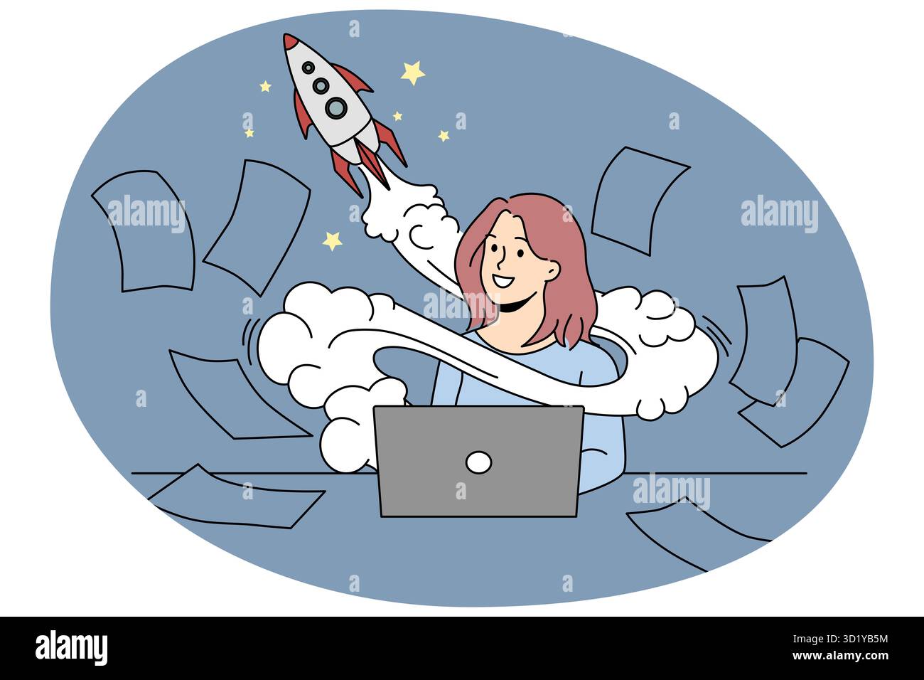Rocket cartoon woman Cut Out Stock Images & Pictures - Alamy