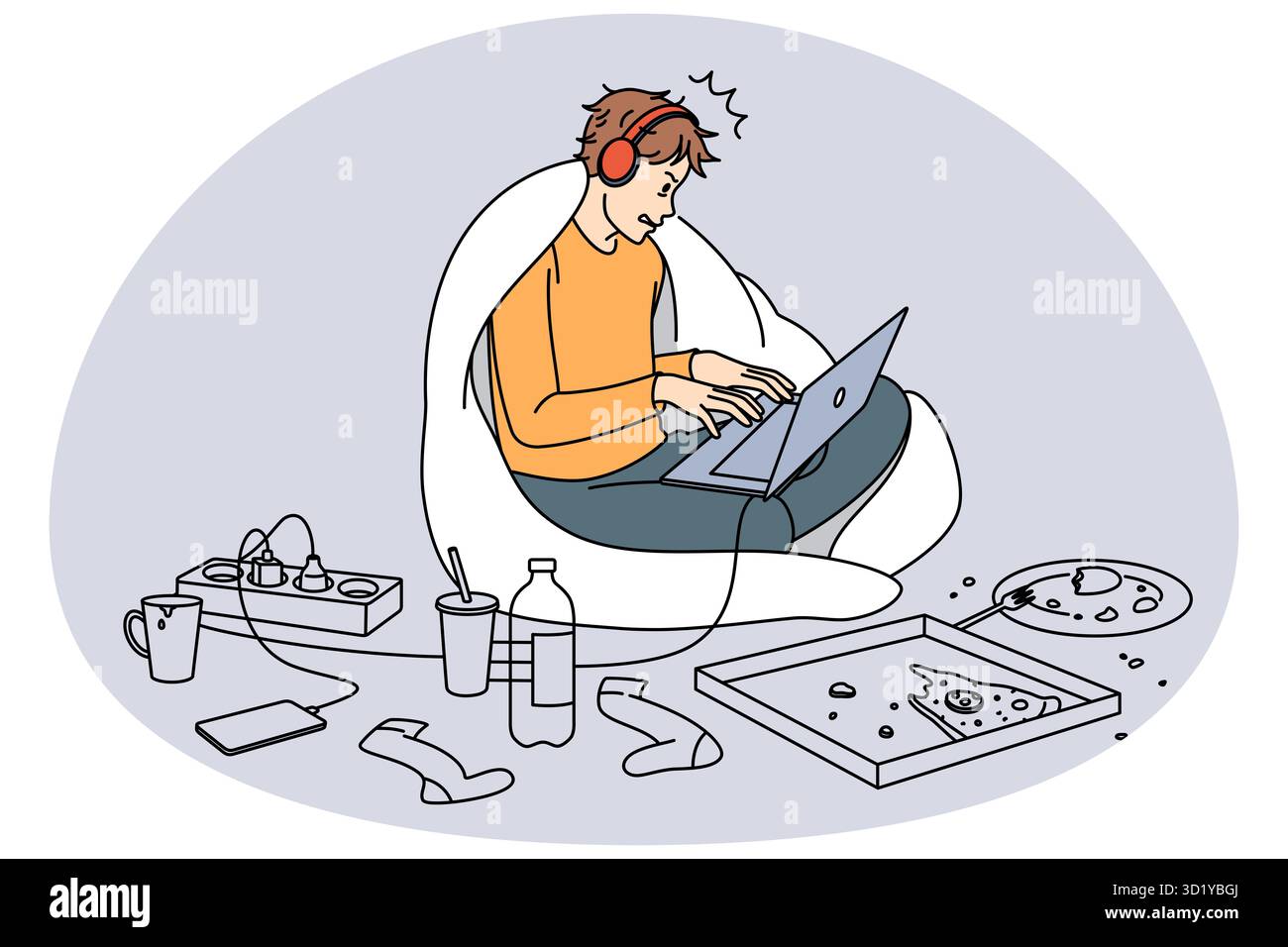 Boy home on computer Cut Out Stock Images & Pictures - Alamy