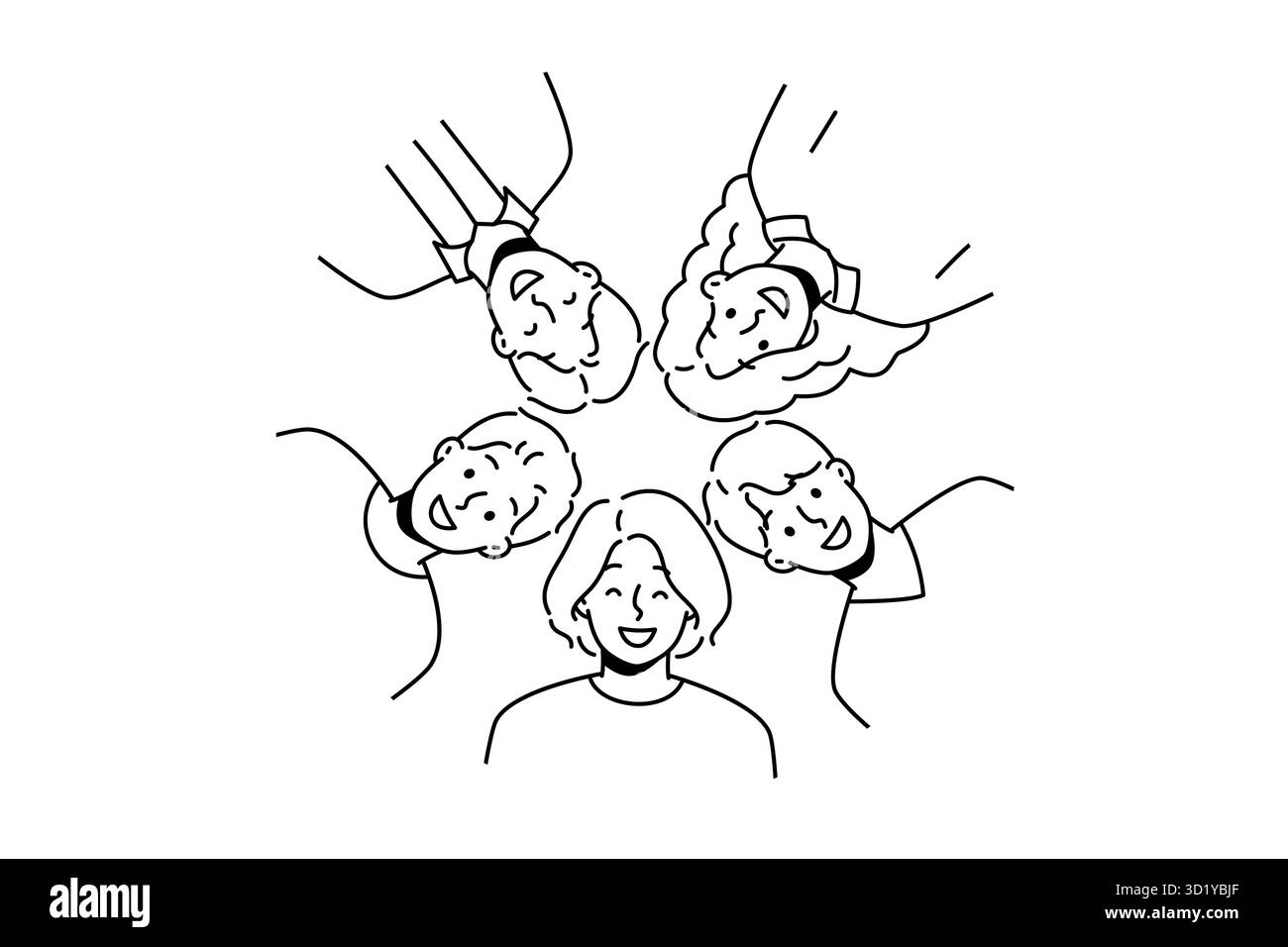 Portrait multiethnic group friends Black and White Stock Photos ...