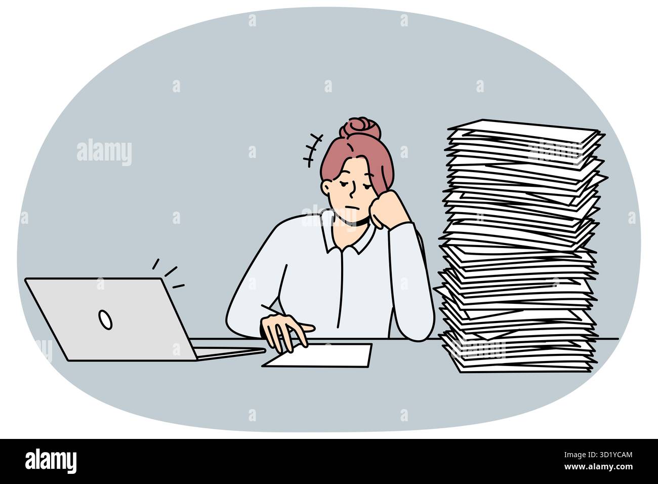 Unhappy businesswoman office desk Cut Out Stock Images & Pictures - Alamy