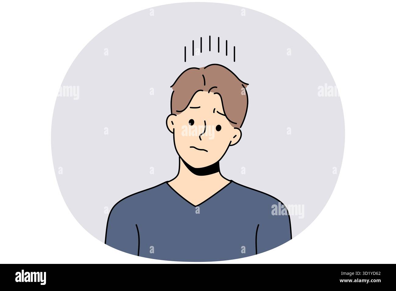 Unhappy young man suffer from repetitive thoughts in head. Upset ...