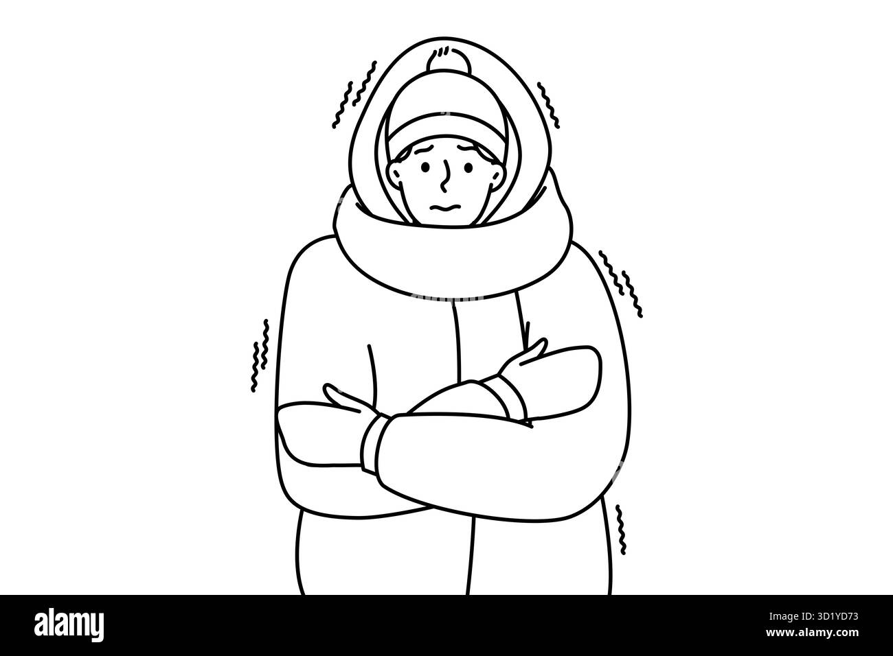Vector cartoon illustration man freezing Black and White Stock Photos ...