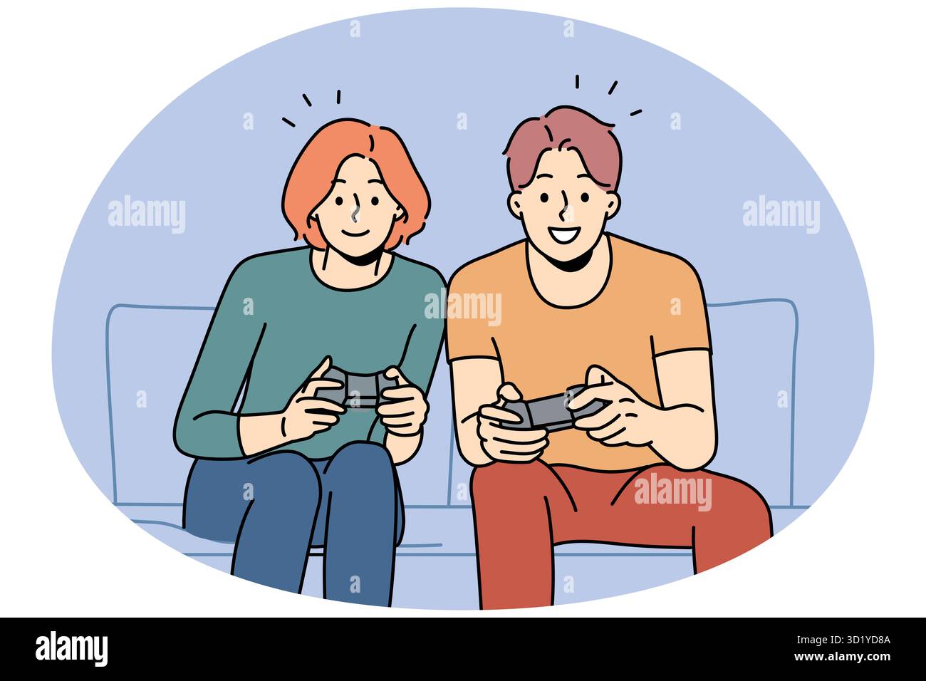 Couple home on computer Cut Out Stock Images & Pictures - Alamy