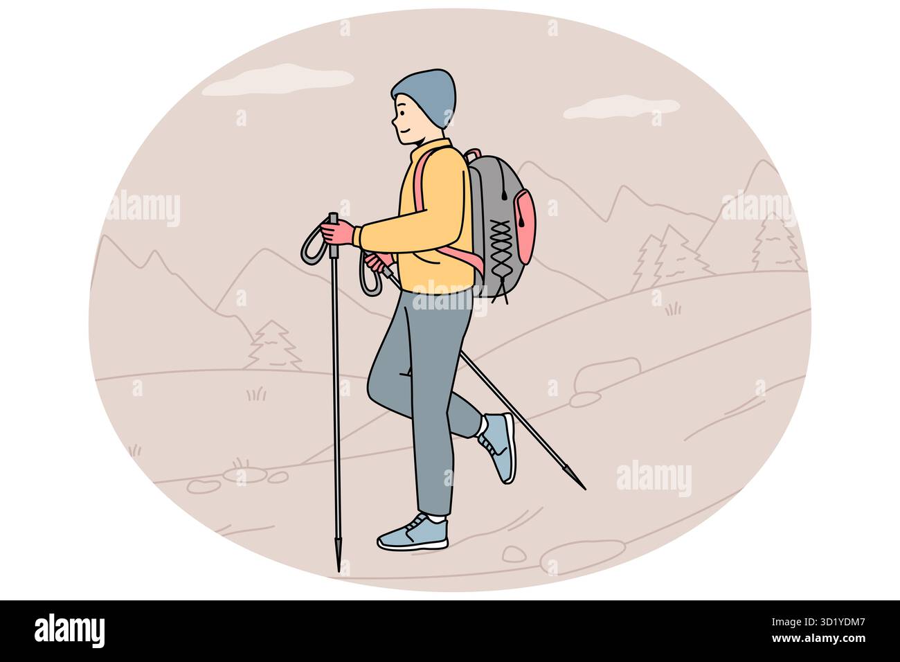 Man backpack forest Cut Out Stock Images & Pictures - Alamy