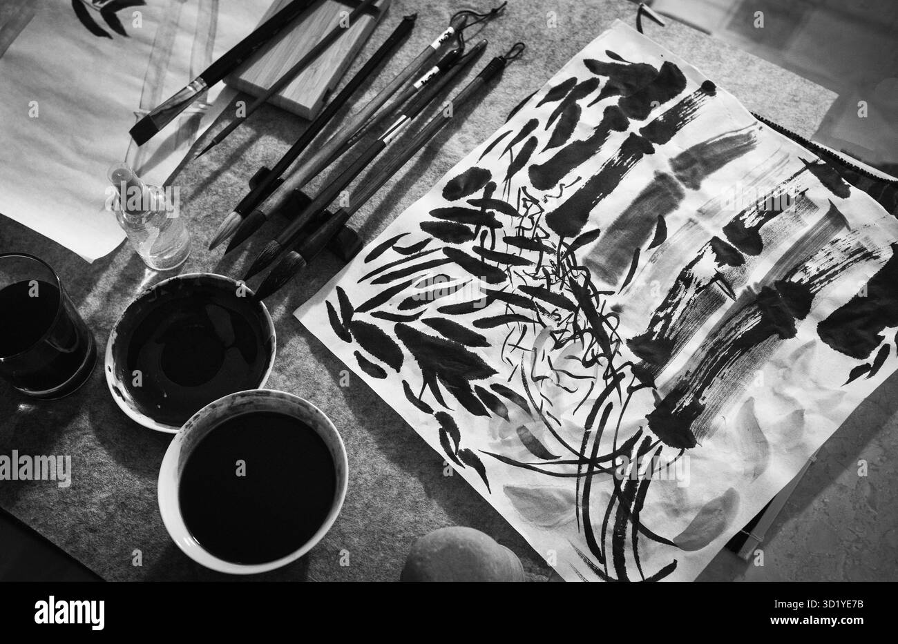 Calligraphy work Black and White Stock Photos & Images - Alamy