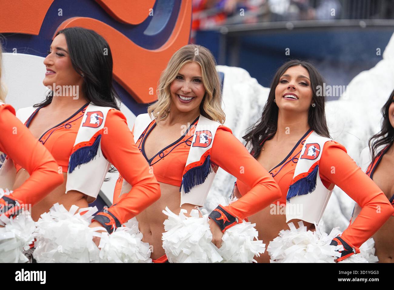 The Denver Bronco Cheerleader perform during the Denver Broncos v the ...