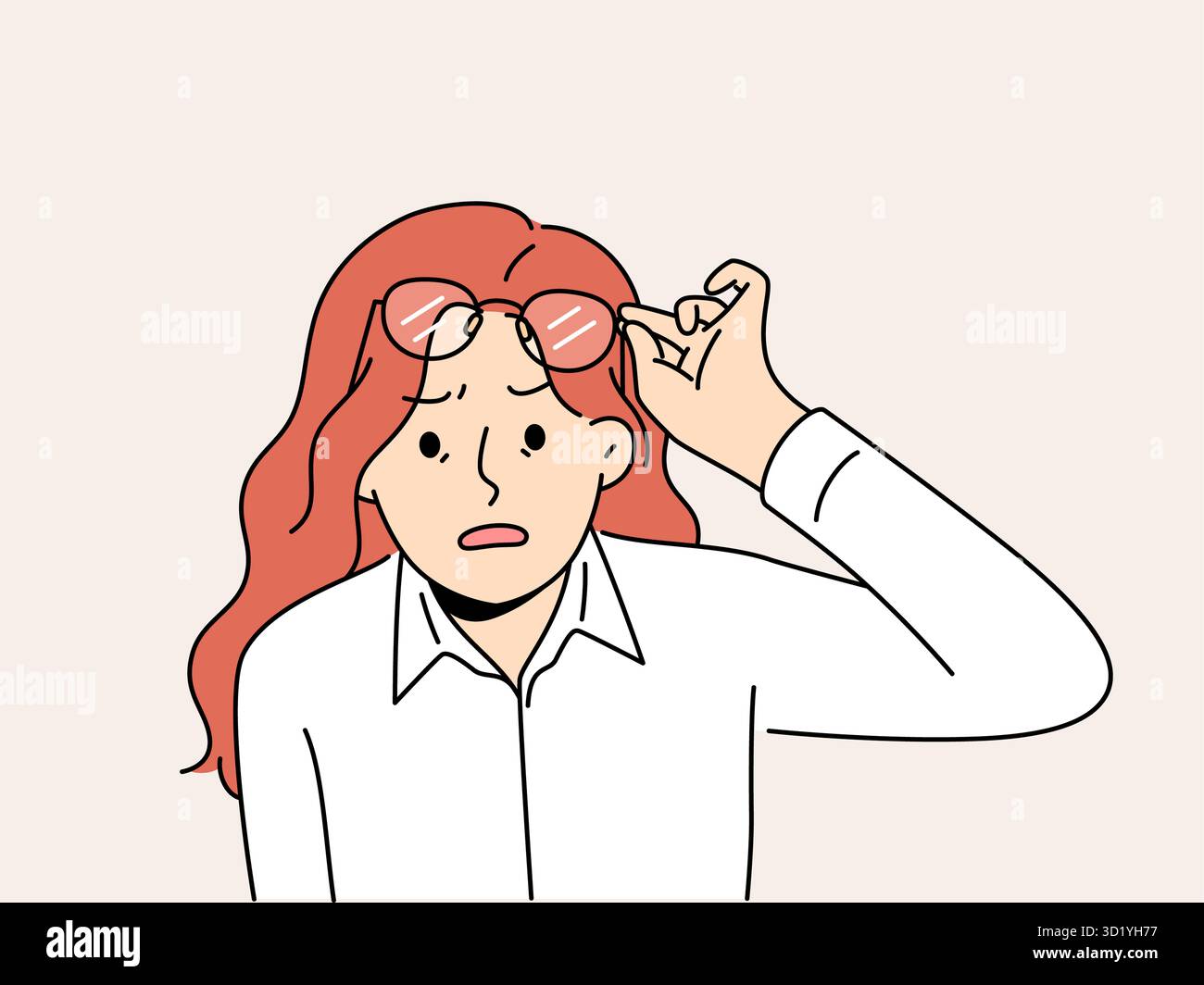 Shocked woman take off glasses astonished with news or message ...
