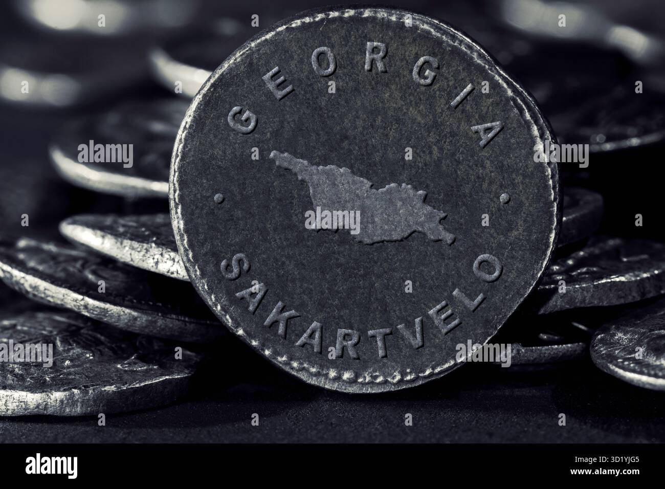 Silver Coin with Map of Georgia Stock Photo - Alamy