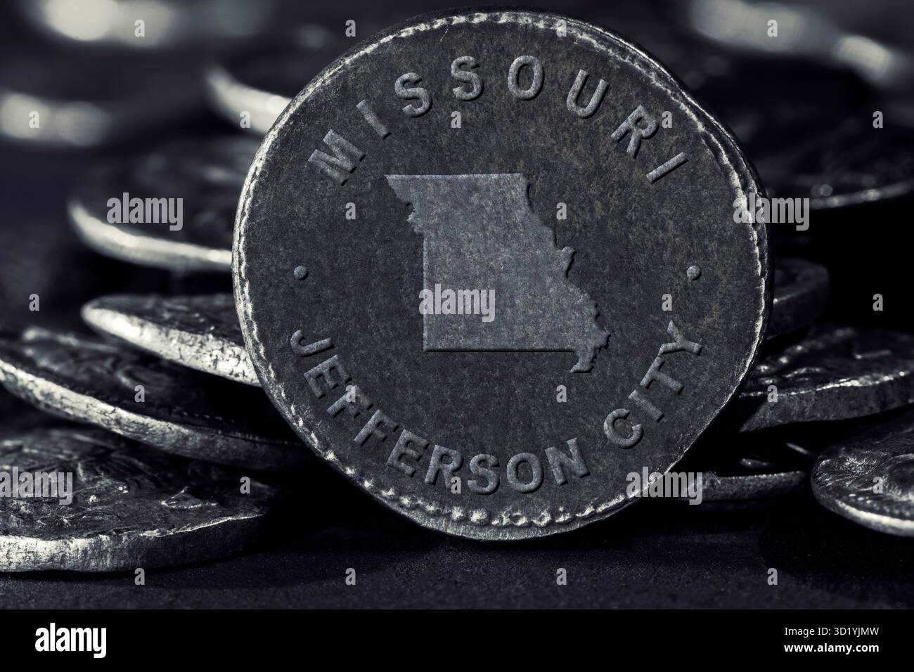 Silver Coin with Map of Missouri, Silver Coin Design Stock Photo - Alamy