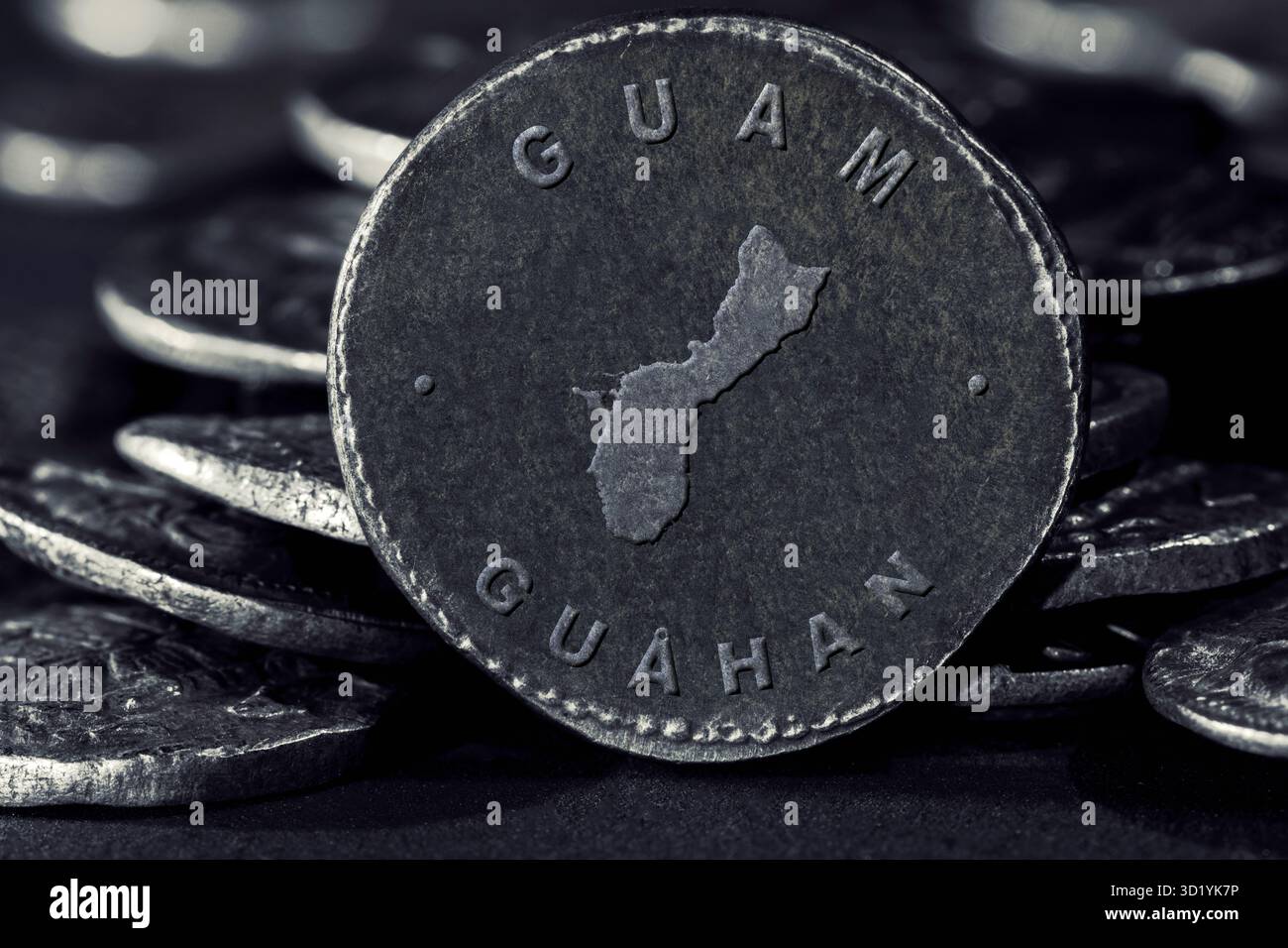 Silver Coin with Map of Guam Stock Photo - Alamy