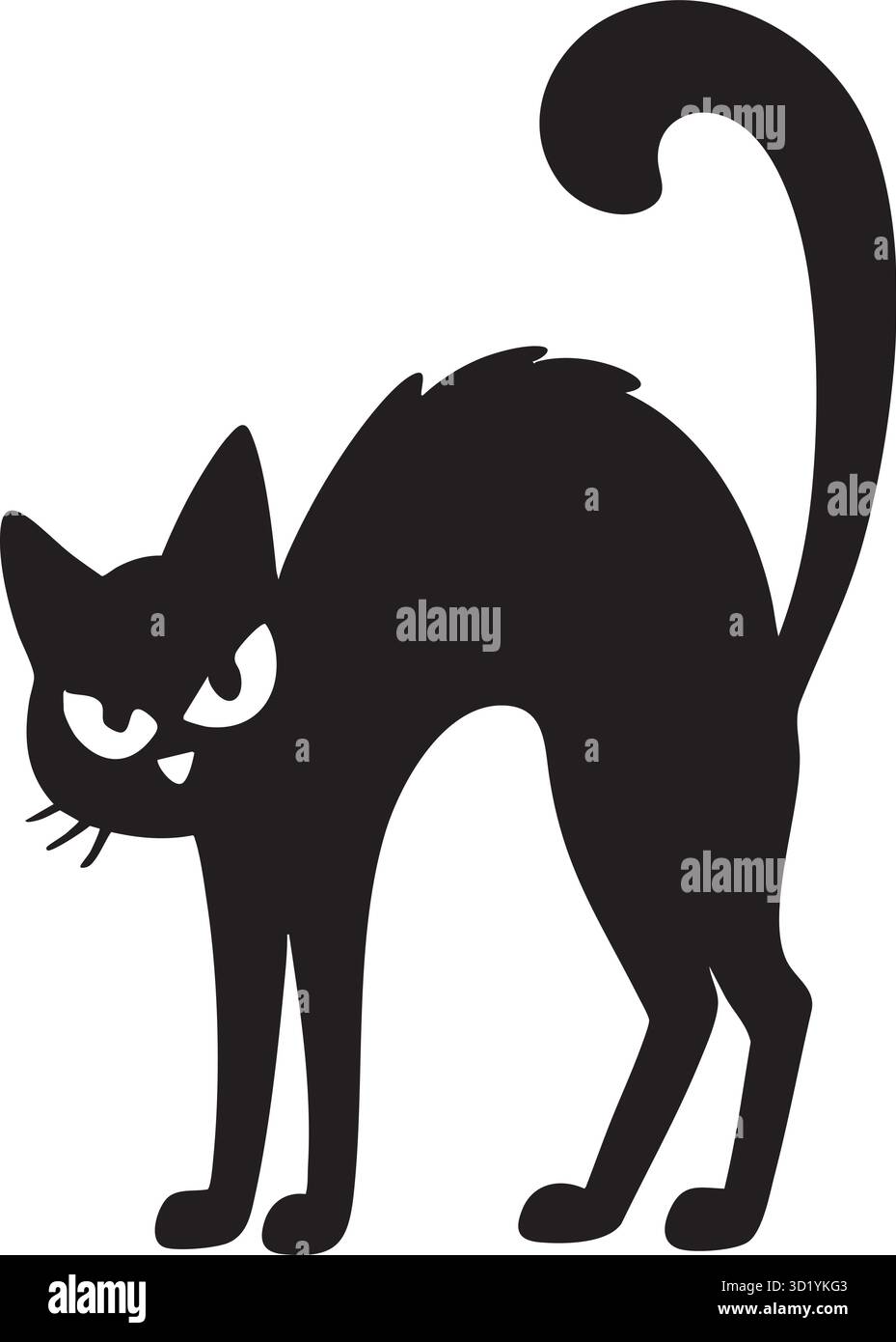 Spooky Black Halloween Cat Silhouette with Arched Back and Angry Face ...