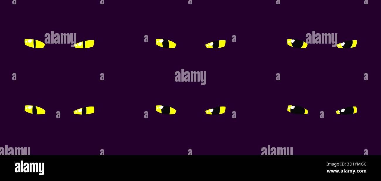 Set of yellow almost closed glowing eyes dark background fantasy magic ...