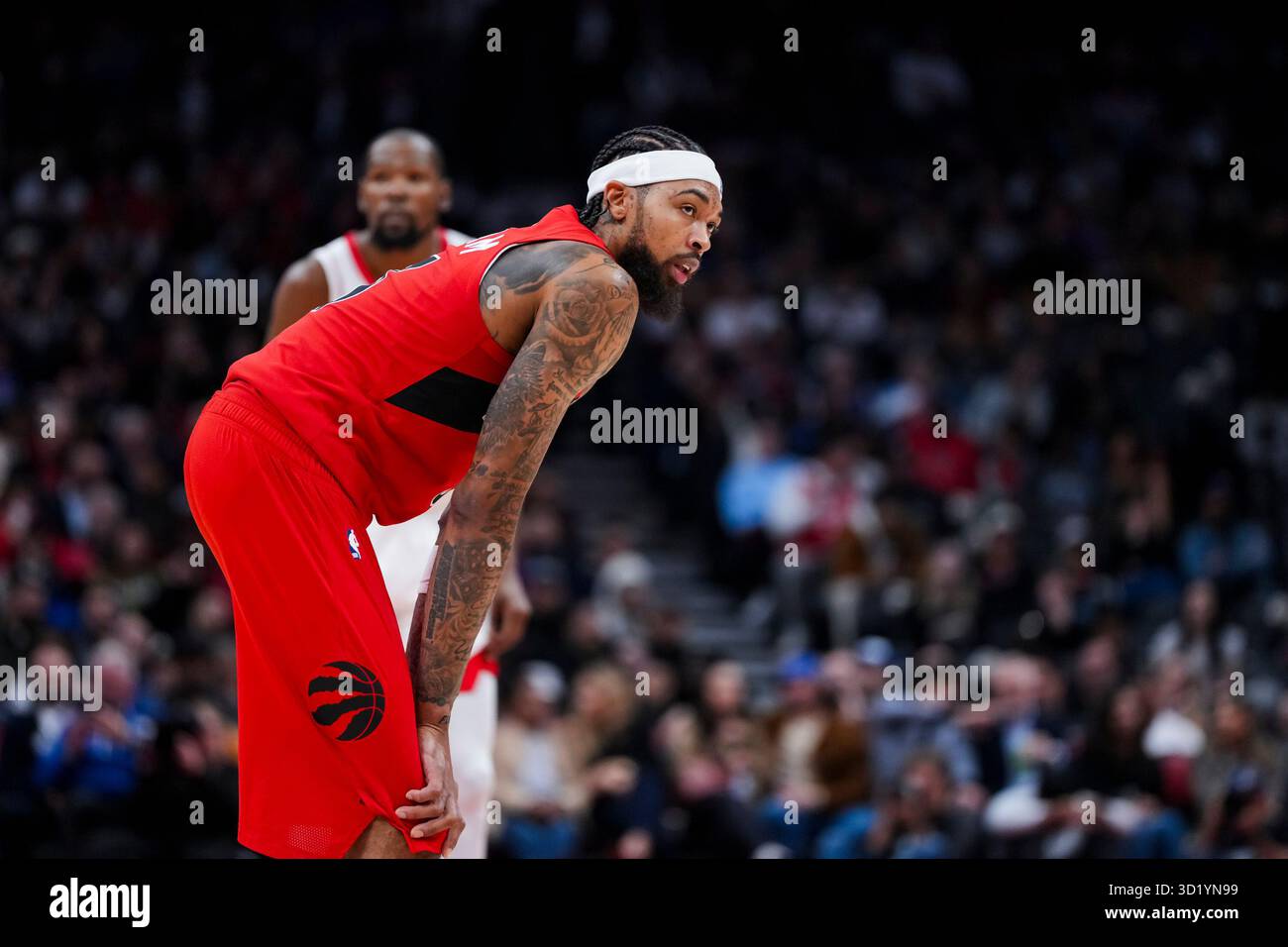 Toronto Raptors forward Brandon Ingram (3) looks on during the first ...