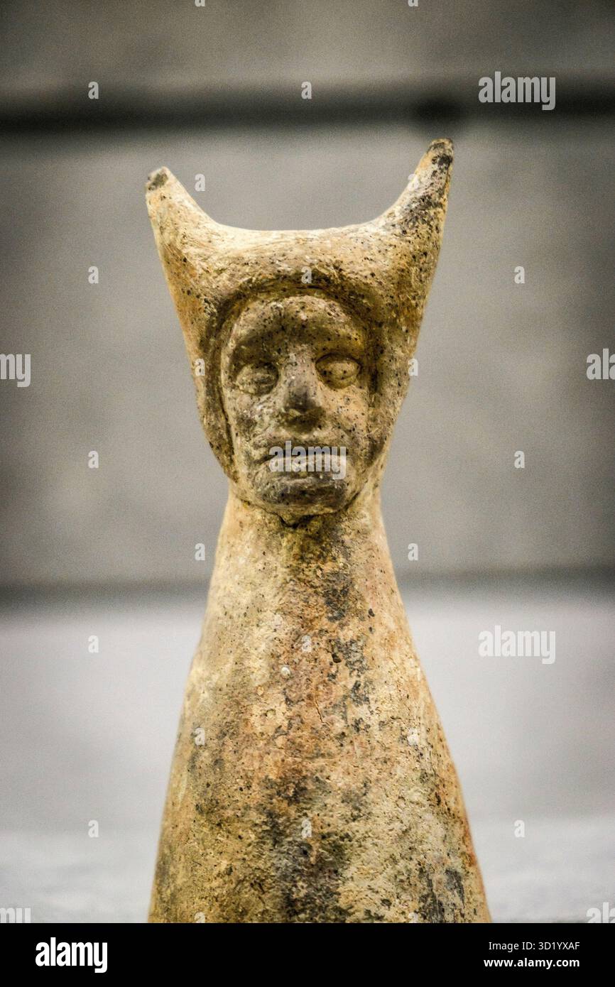 Figure with horned headdress, 300-200 BC, Archaeological Museum of ...