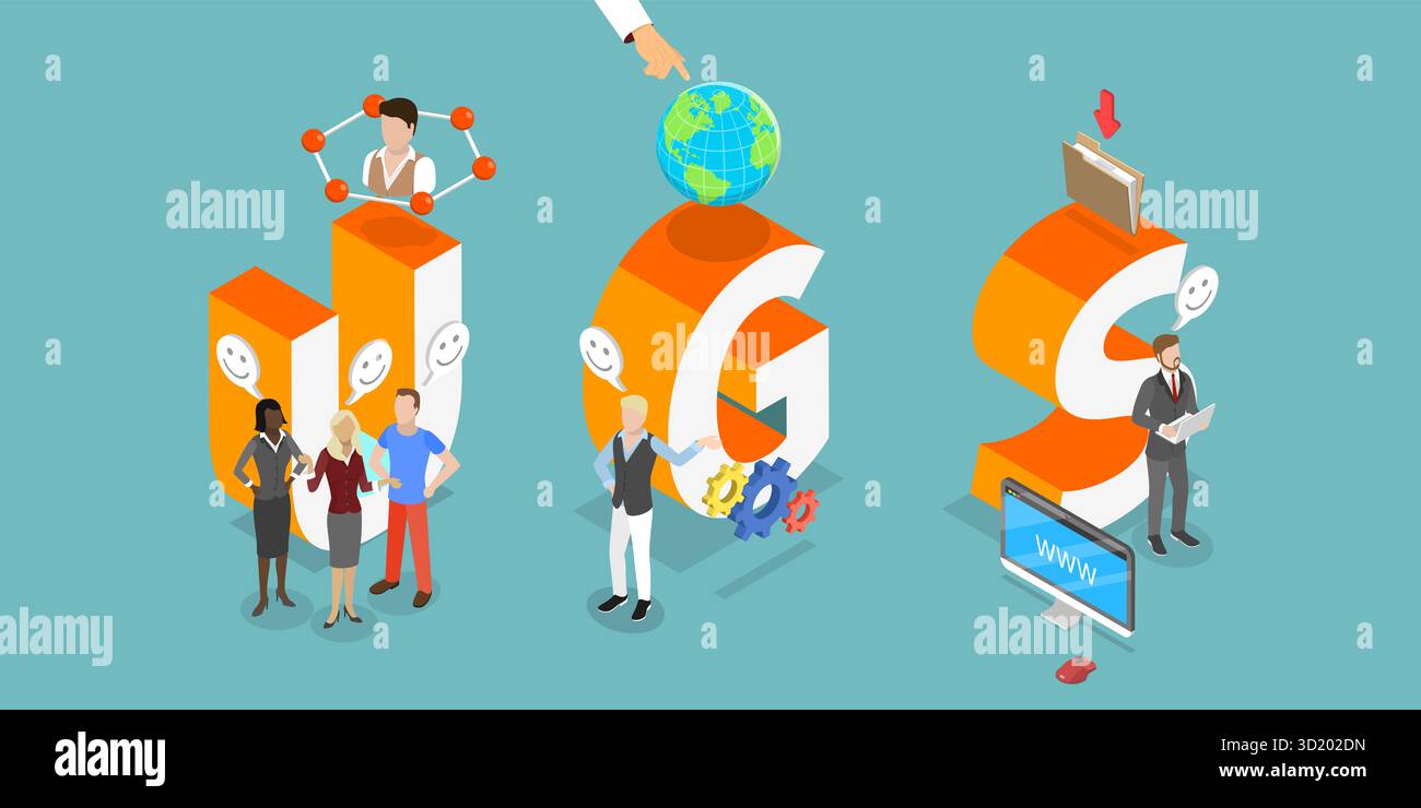 3D Isometric Flat Illustration of UGC, User-generated Content 3D ...