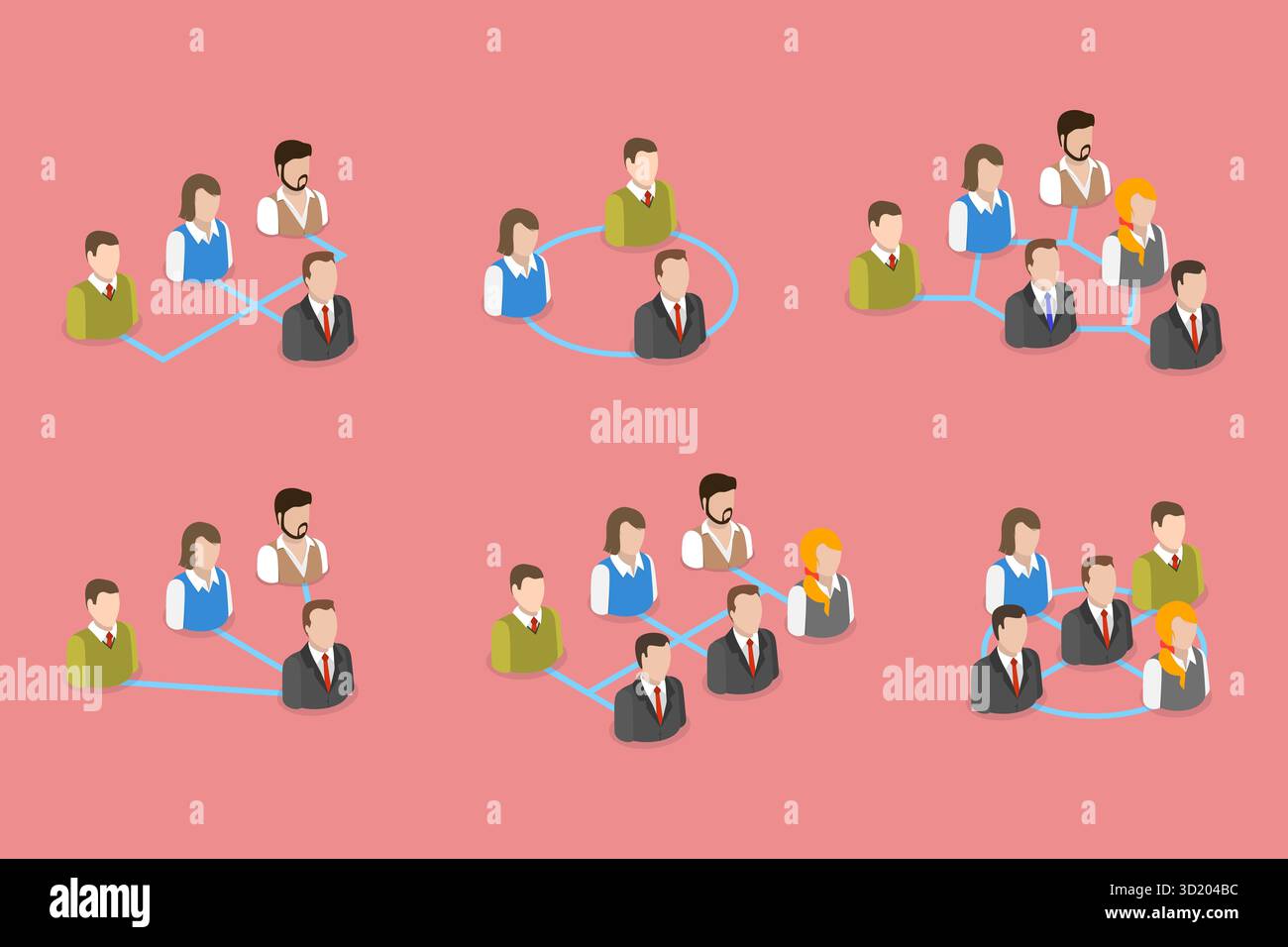 3D Isometric Flat Illustration of Organization Chart , Structure of ...