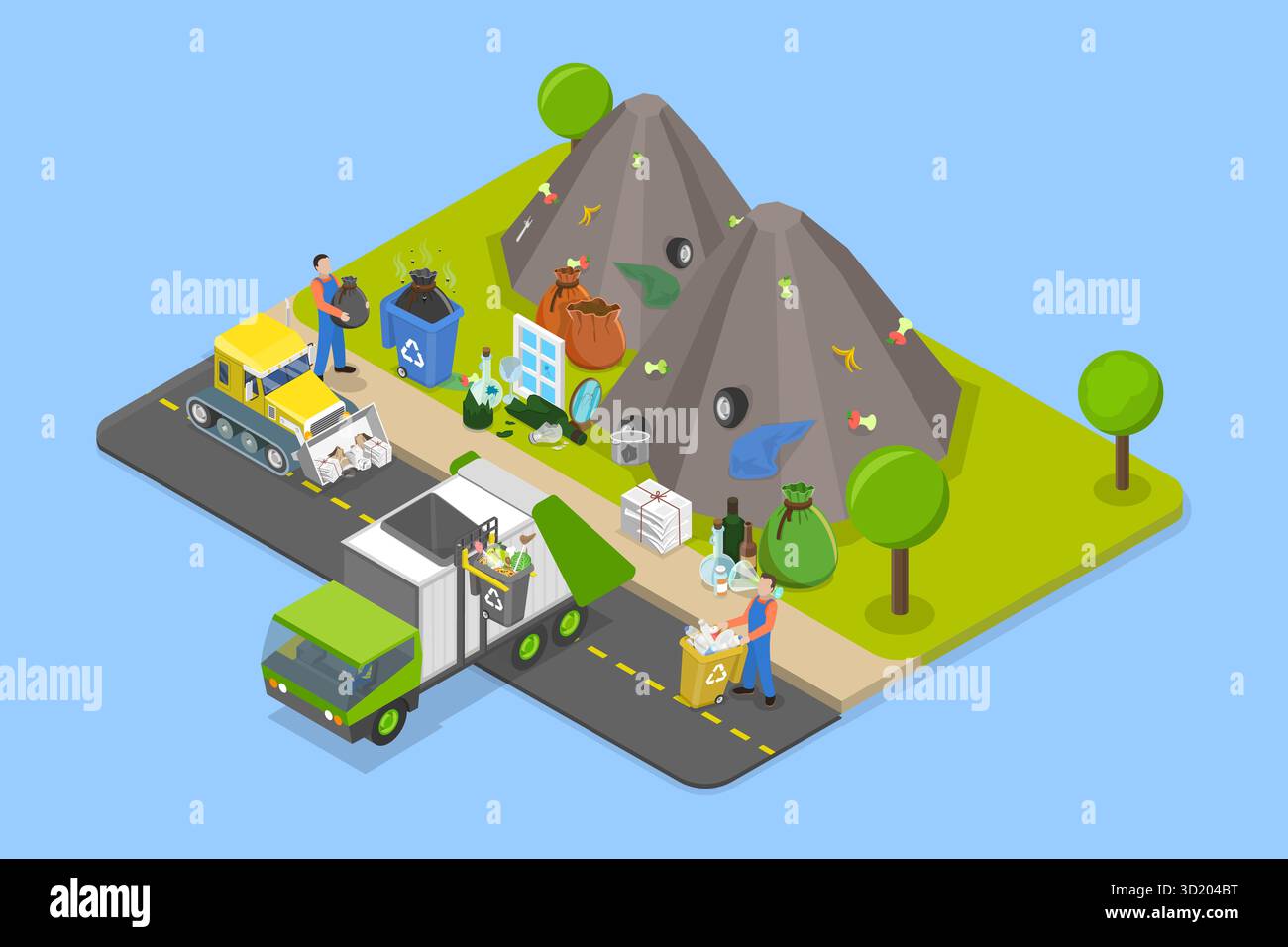 3D Isometric Flat Illustration of Ecological And Clean Lifestyle, Waste ...