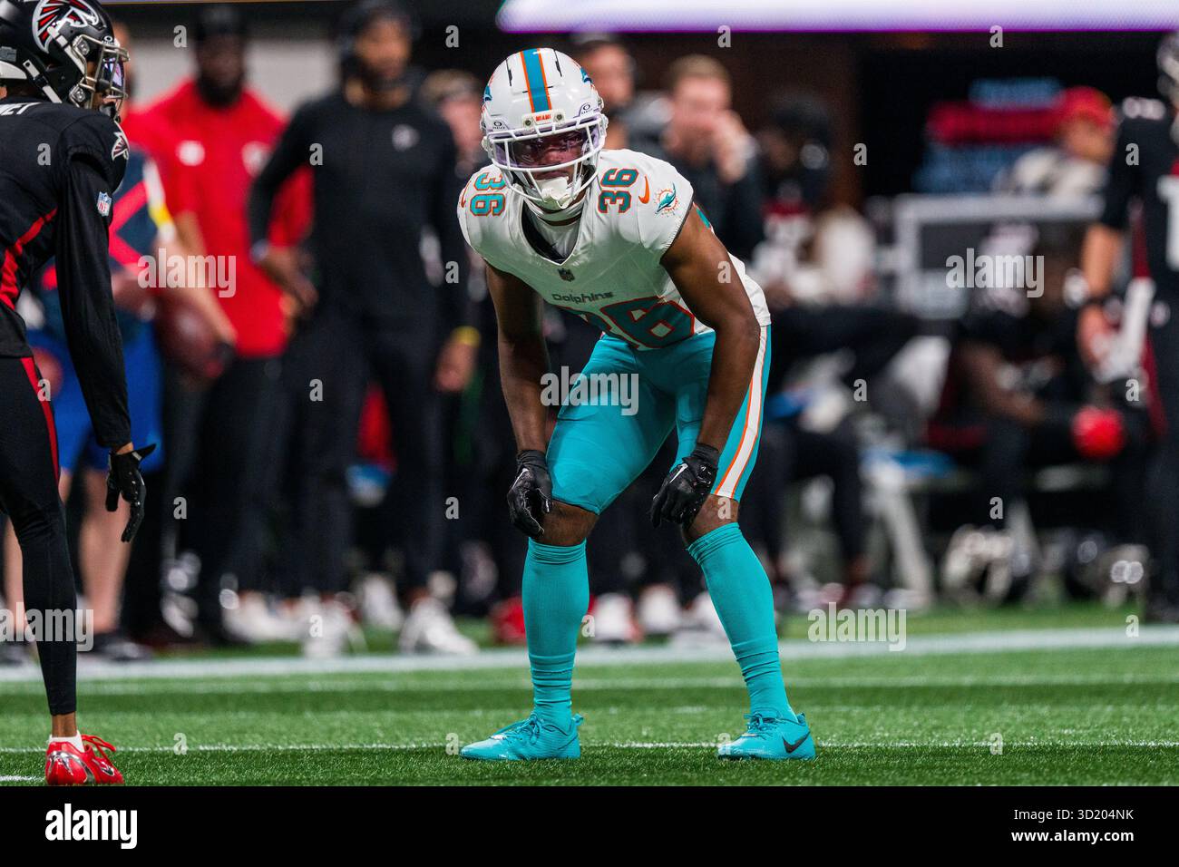 Miami Dolphins cornerback Storm Duck (36) lines up during the second ...