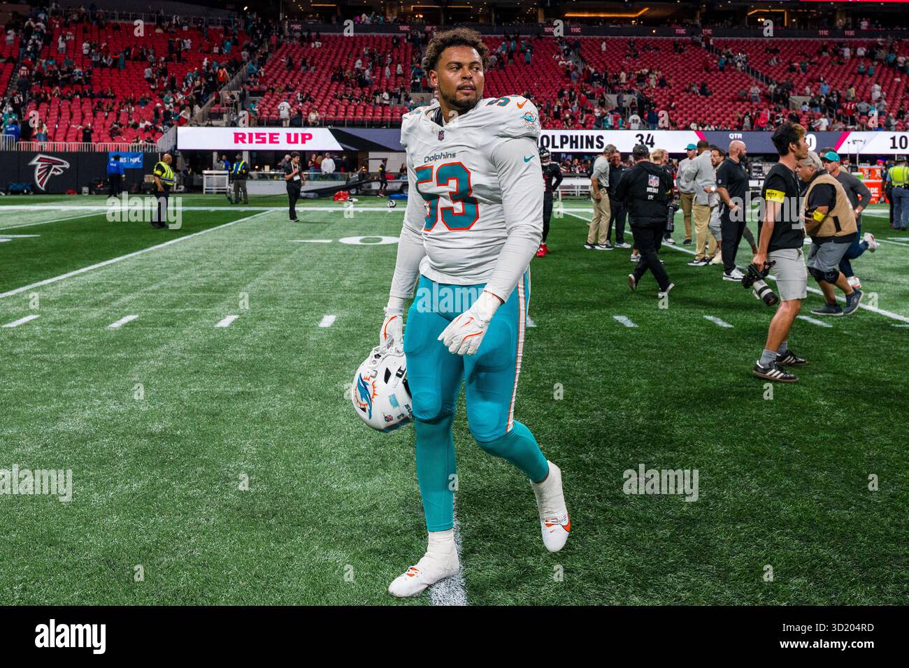 Miami Dolphins linebacker Cameron Goode (53) walks off the field after ...