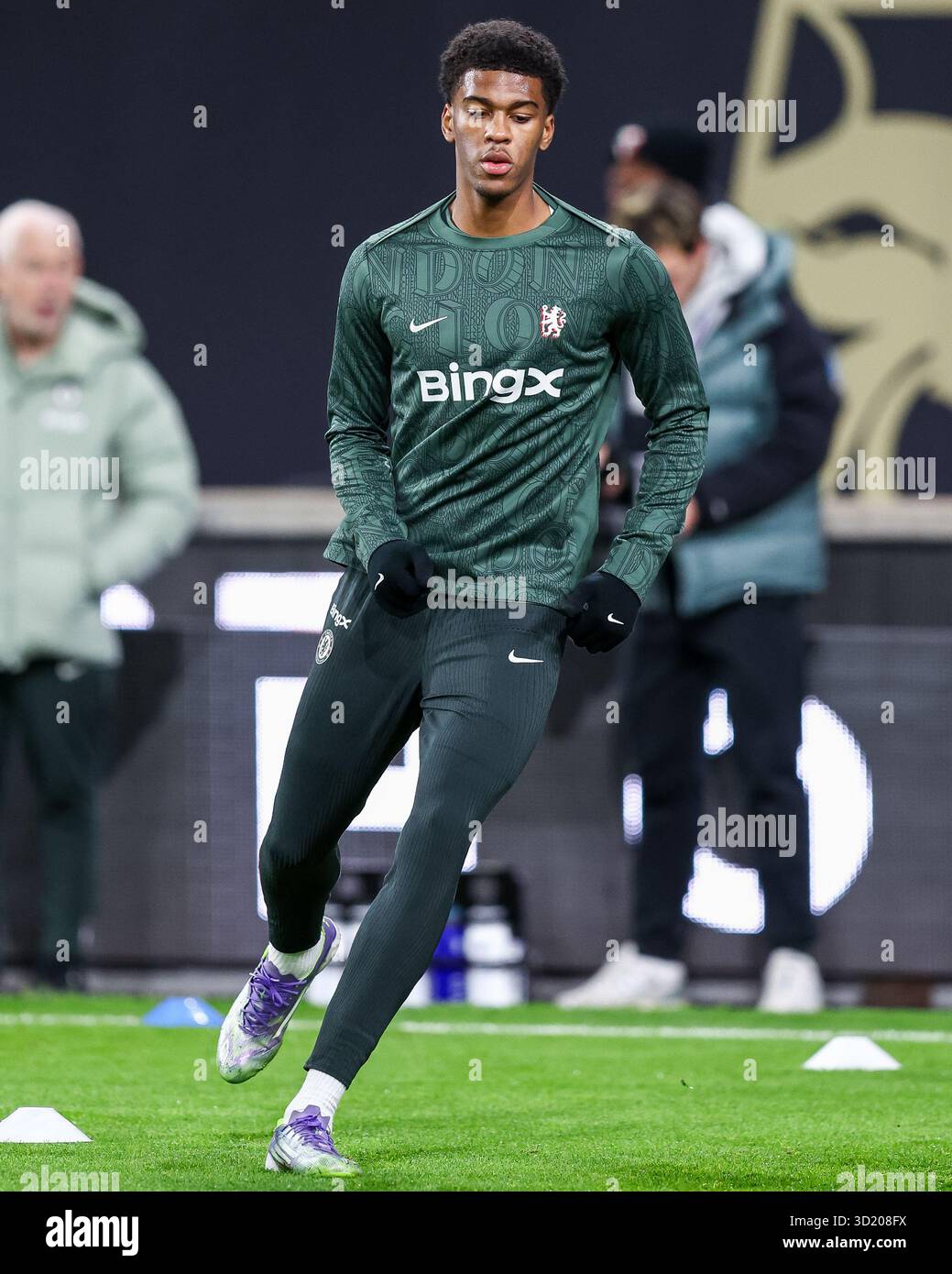 34, Josh Acheampong of Chelsea FC at warm up during the Carabao Cup ...