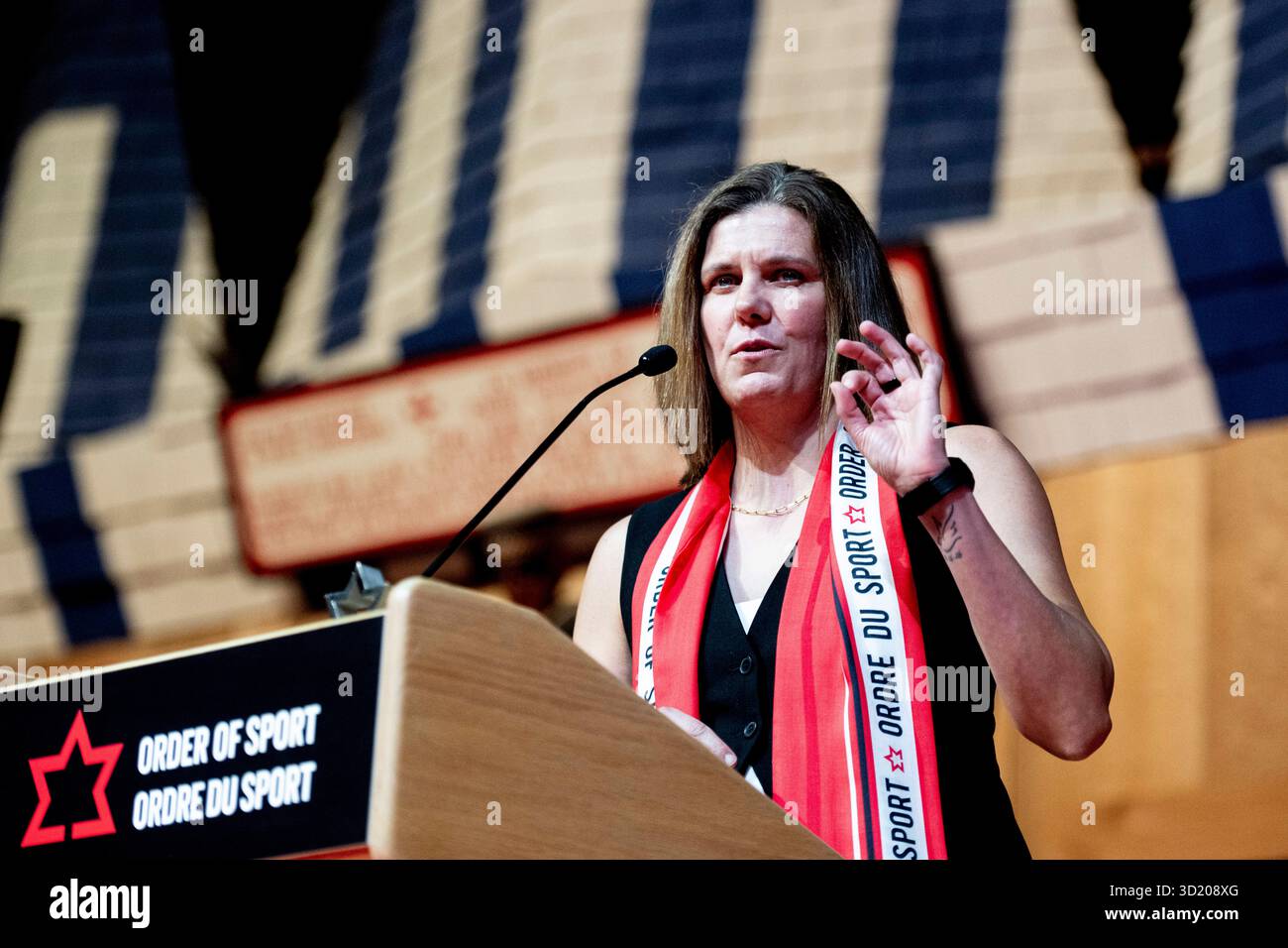 Canadian soccer champion Christine Sinclair speaks after being inducted ...