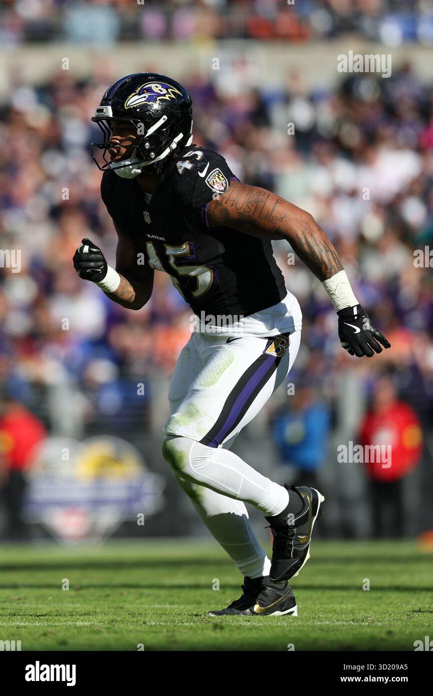 Baltimore Ravens linebacker Mike Green in action during the second half ...