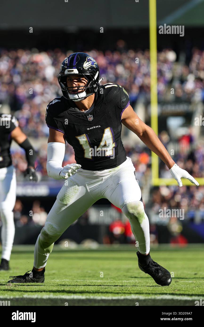 Baltimore Ravens safety Kyle Hamilton (14) in action during the second ...
