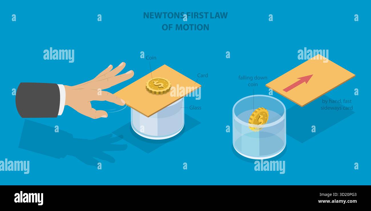 3D Isometric Flat Illustration of Newtons First Law Of Motion, The ...