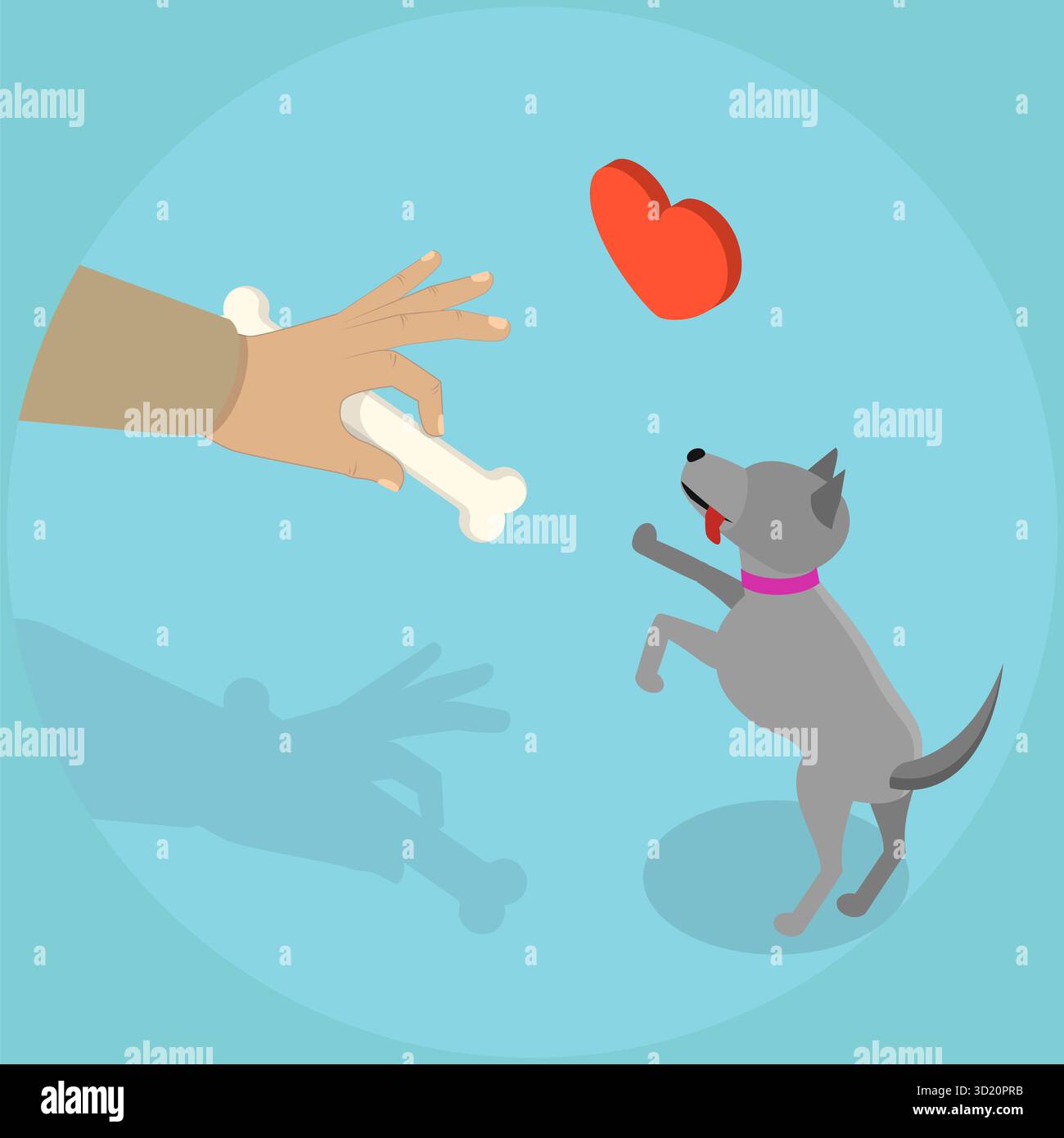 3D Isometric Flat Illustration of Giving Treat To Domestic Animal ...