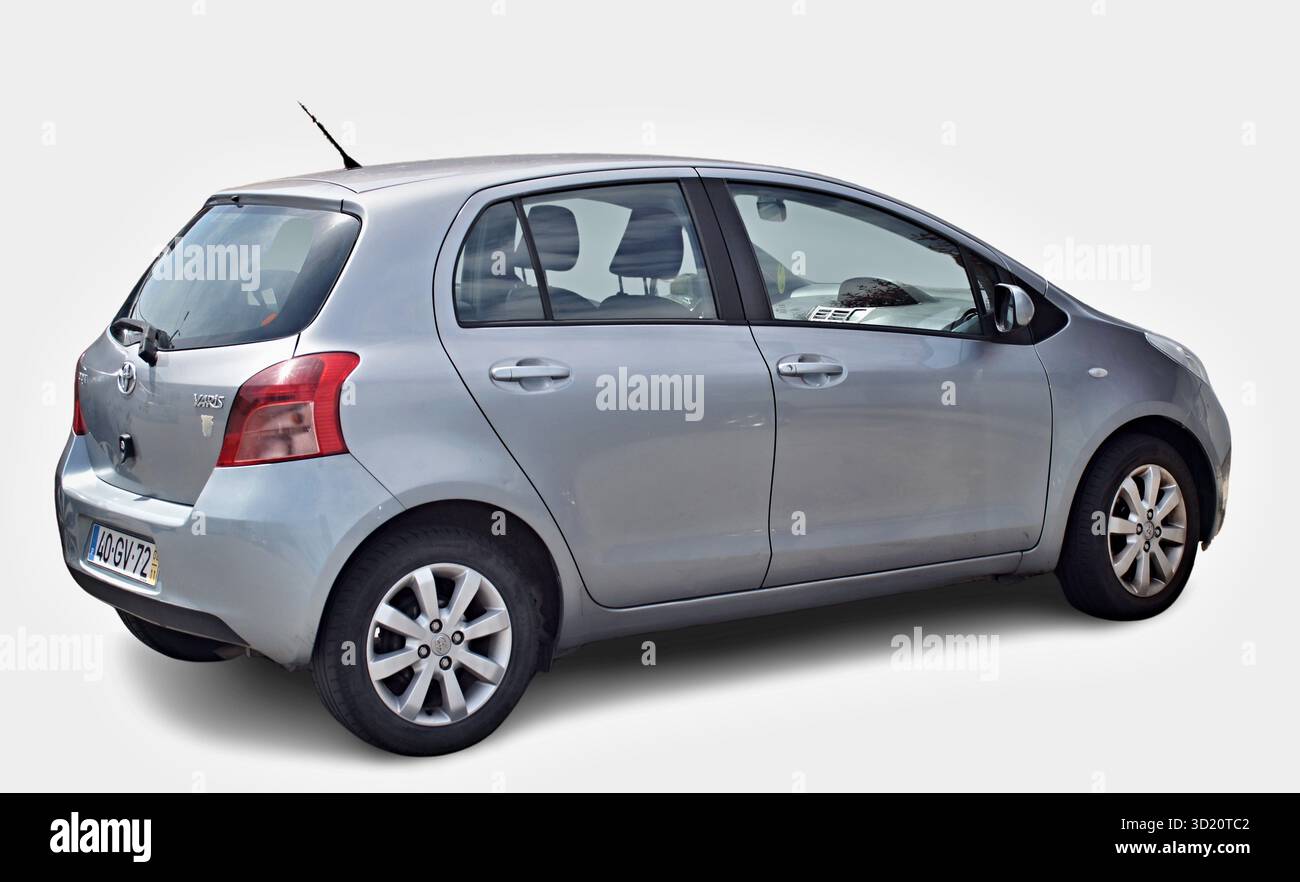 Toyota Yaris parking, compact car isolated on white background Stock ...
