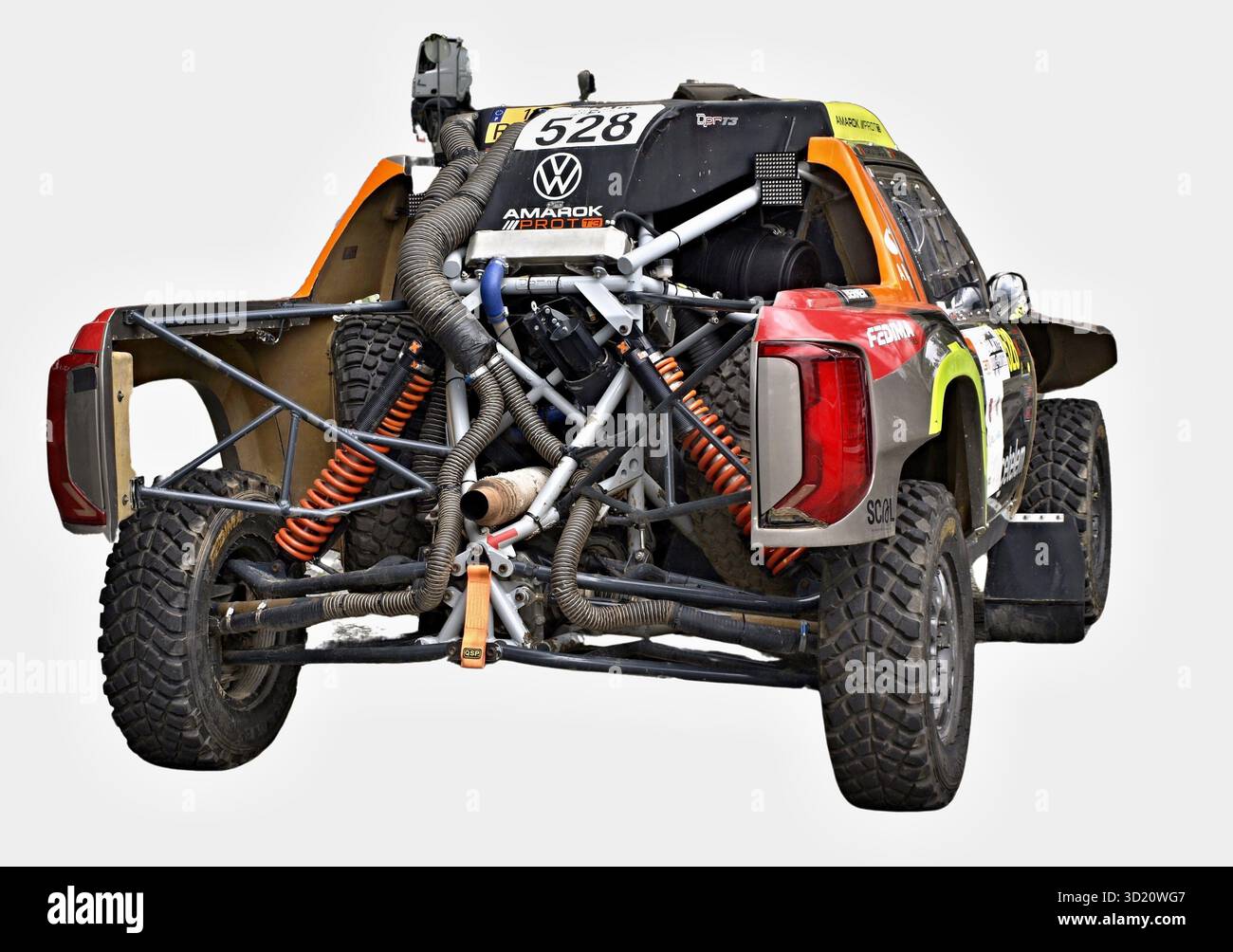 Powerful off-road vehicle prepared for competition, showing its complex ...