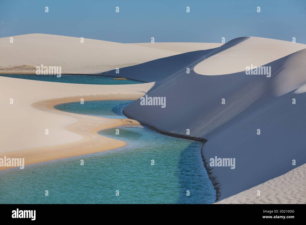 Lagoons in the desert of Lencois Maranhenses National Park, Brazil ...