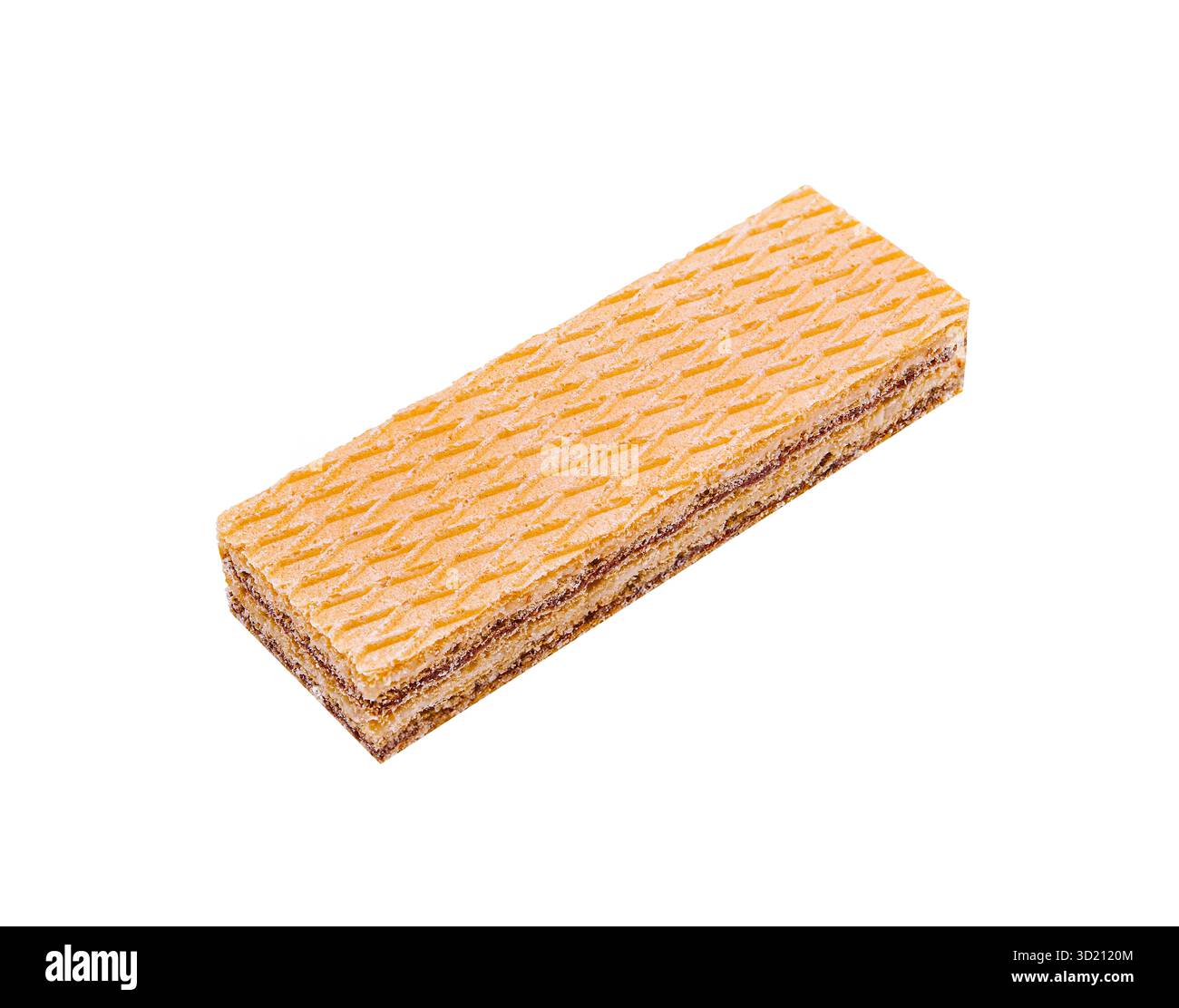 A long, crunchy wafer layered with rich and creamy hazelnut spread sits ...