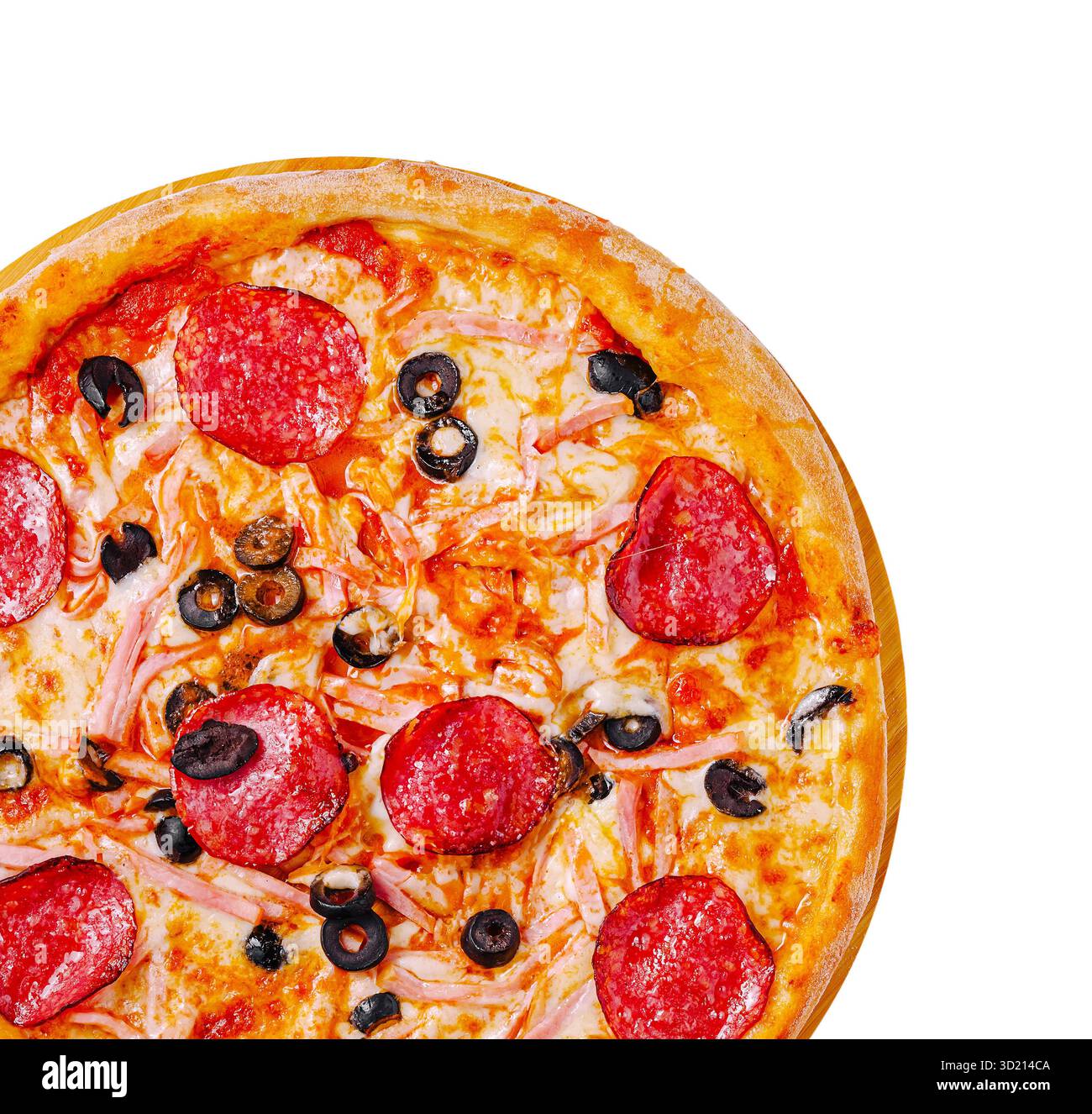 A fresh, steaming pepperoni pizza is topped with slices of pepperoni ...