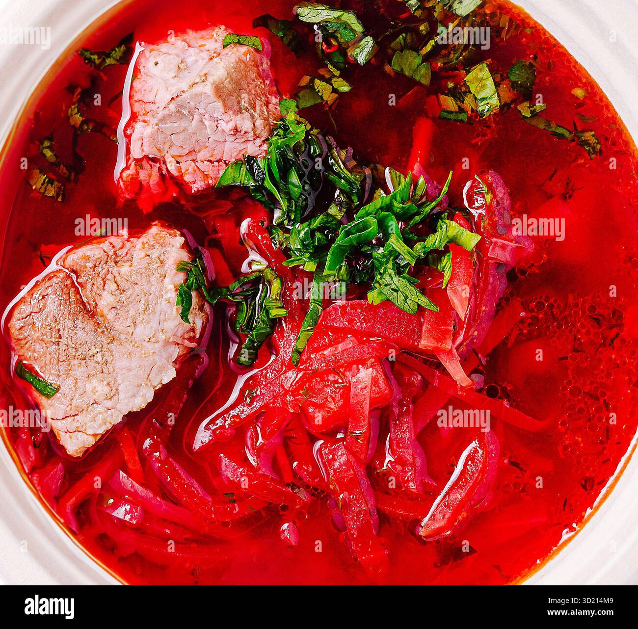 Bright borscht soup served hi-res stock photography and images - Alamy