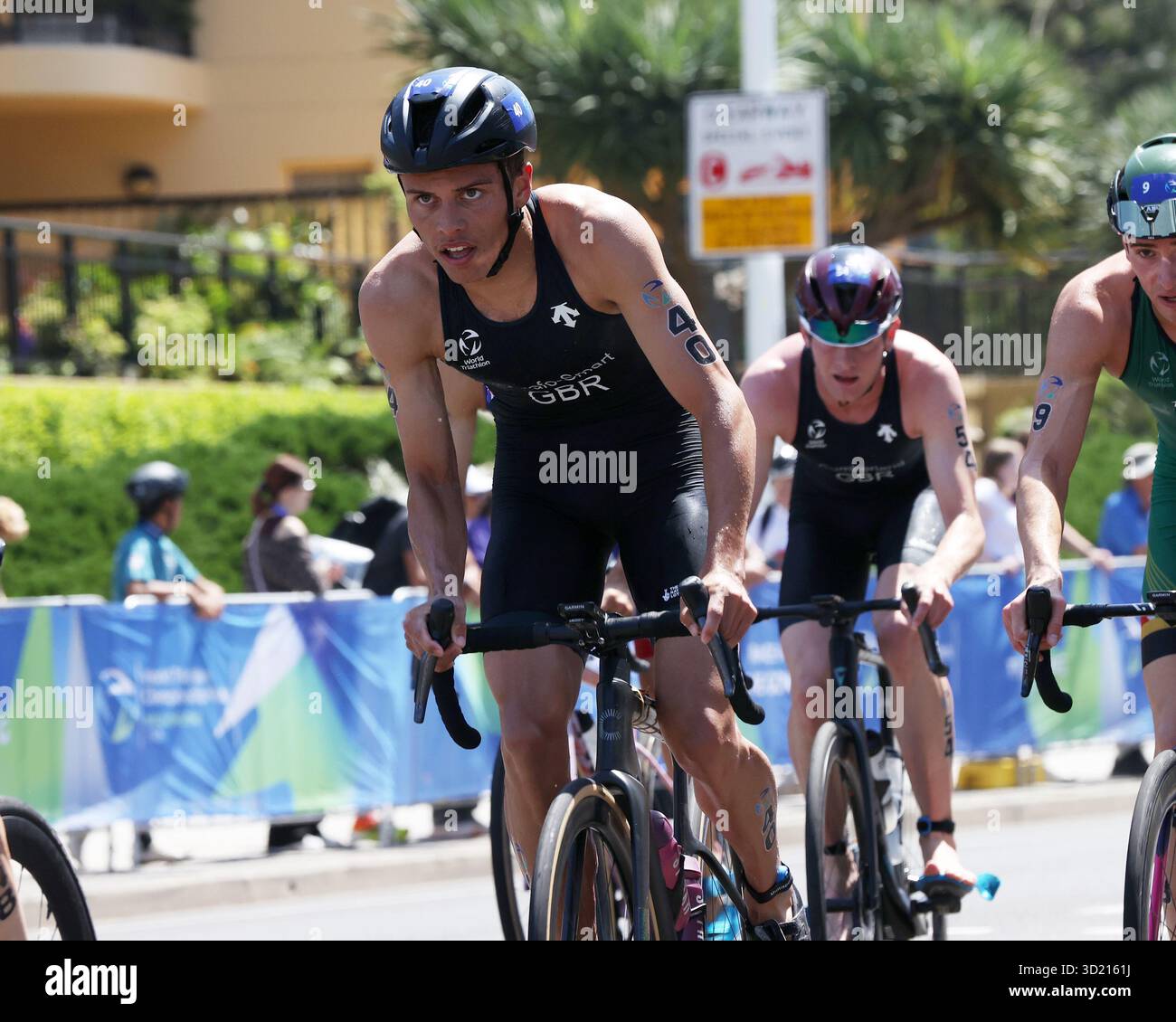 Solomon Okrafo-Smart, of Great Britain, at the U23 2025 World Triathlon ...