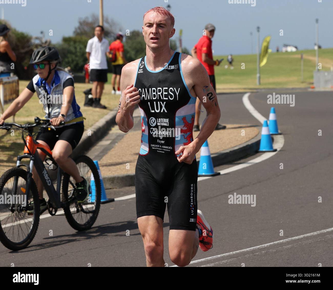 Lucas Cambresy, of Luxembourg, at the U23 2025 World Triathlon ...