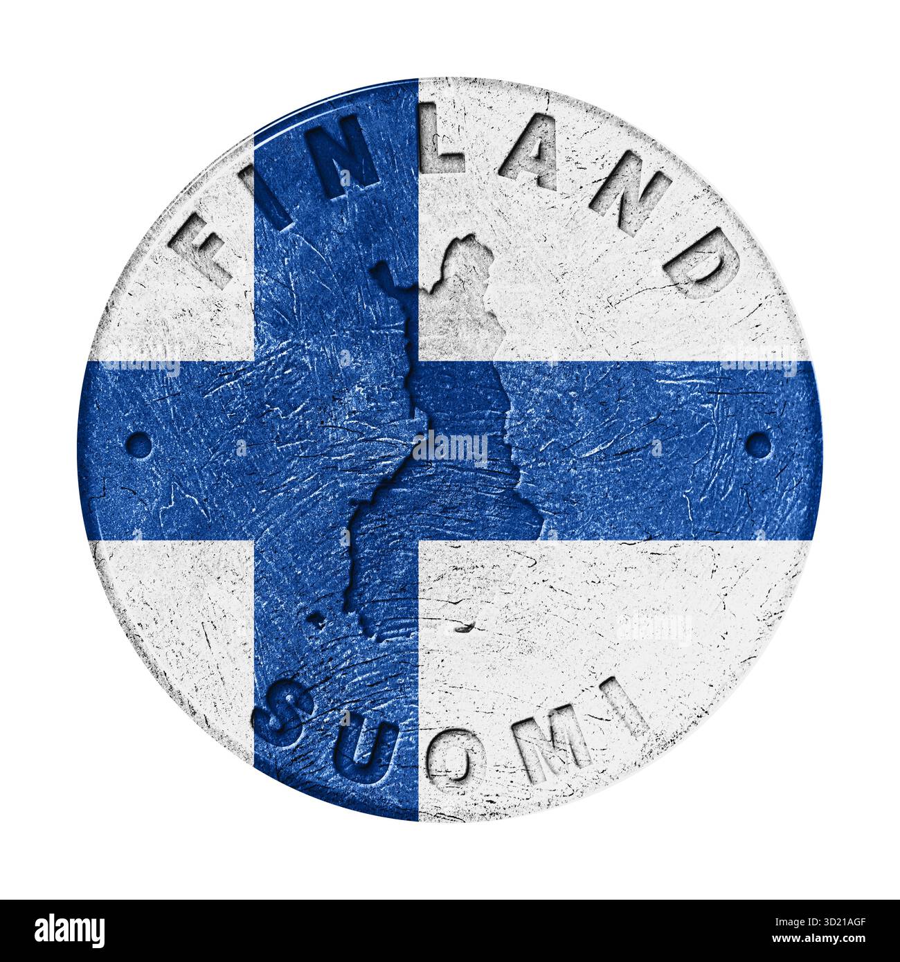 Finland Flag Button with Map Stock Photo - Alamy