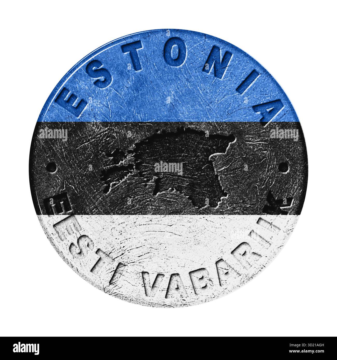 Estonia Flag Button with Map, Retro Style Stock Photo - Alamy