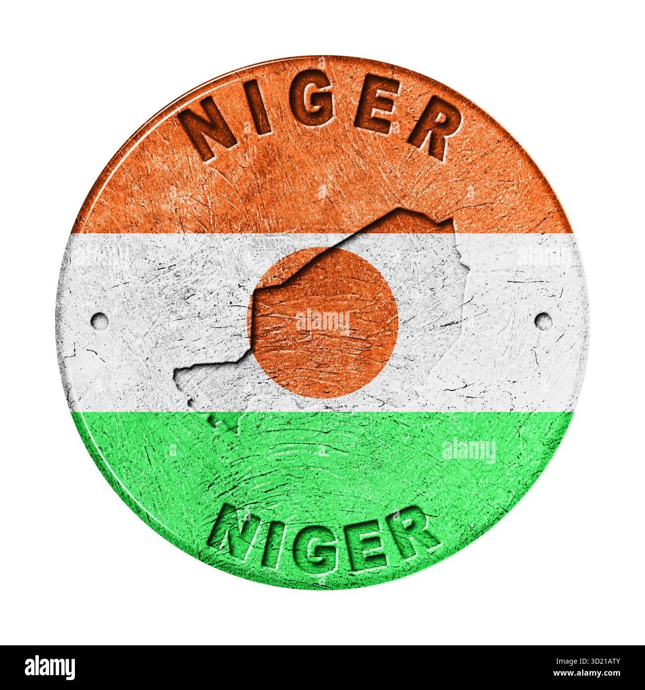 Niger Flag Button with Map, Retro Style Stock Photo - Alamy