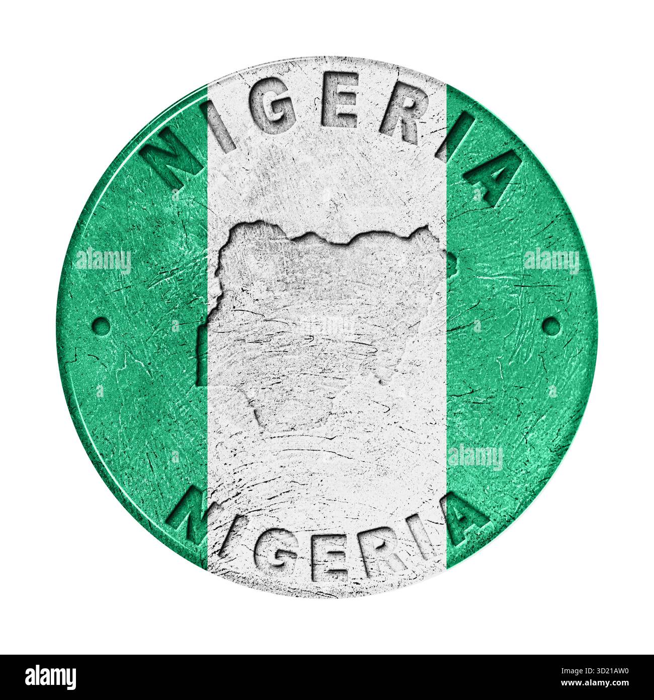 Nigeria Flag Button with Map, Retro Style Stock Photo - Alamy