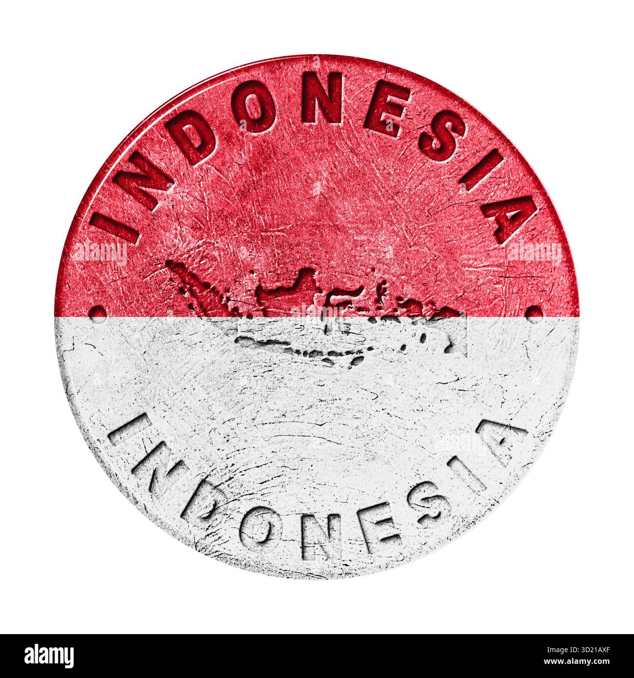 Indonesia Flag Button with Map, Retro Style Stock Photo - Alamy