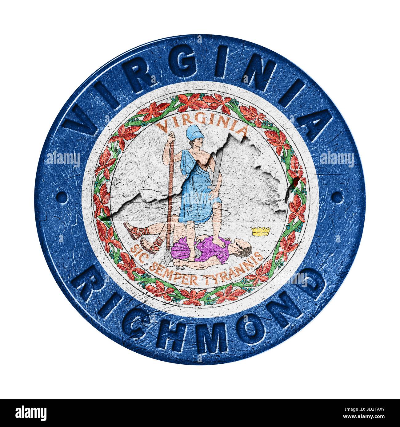 Virginia flag button map hi-res stock photography and images - Alamy