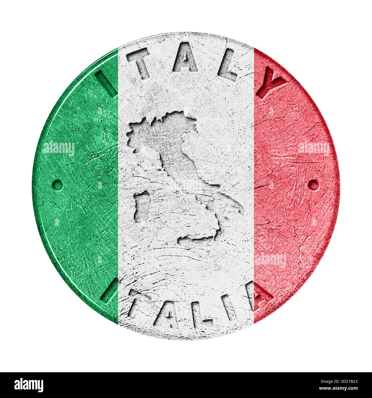 Italy Flag Button with Map, Retro Style Stock Photo - Alamy