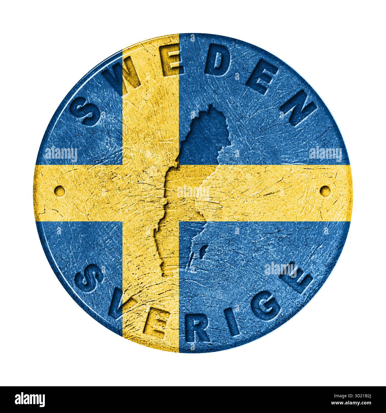 Sweden Flag Button with Map Stock Photo - Alamy